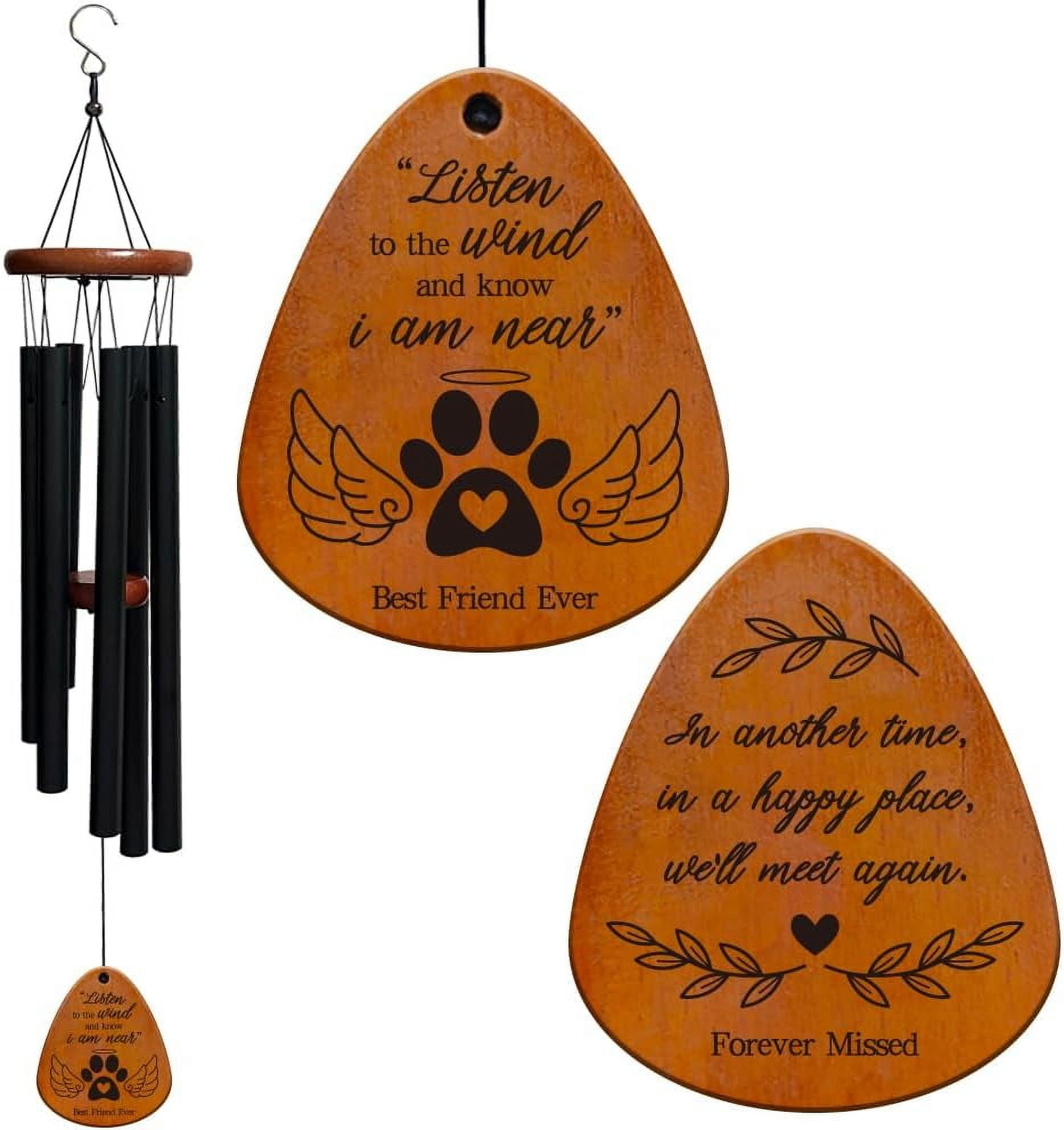 Memorial Wind Chimes Paw Print Angel Wings Wind Chimes Sympathy Wind ...