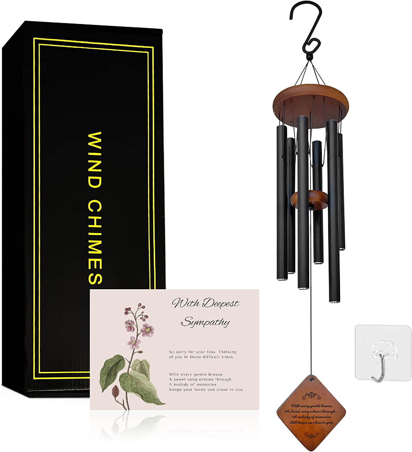 Outdoor Garden Memory Decor: Memorial Wind Chimes with Sympathy Card ...
