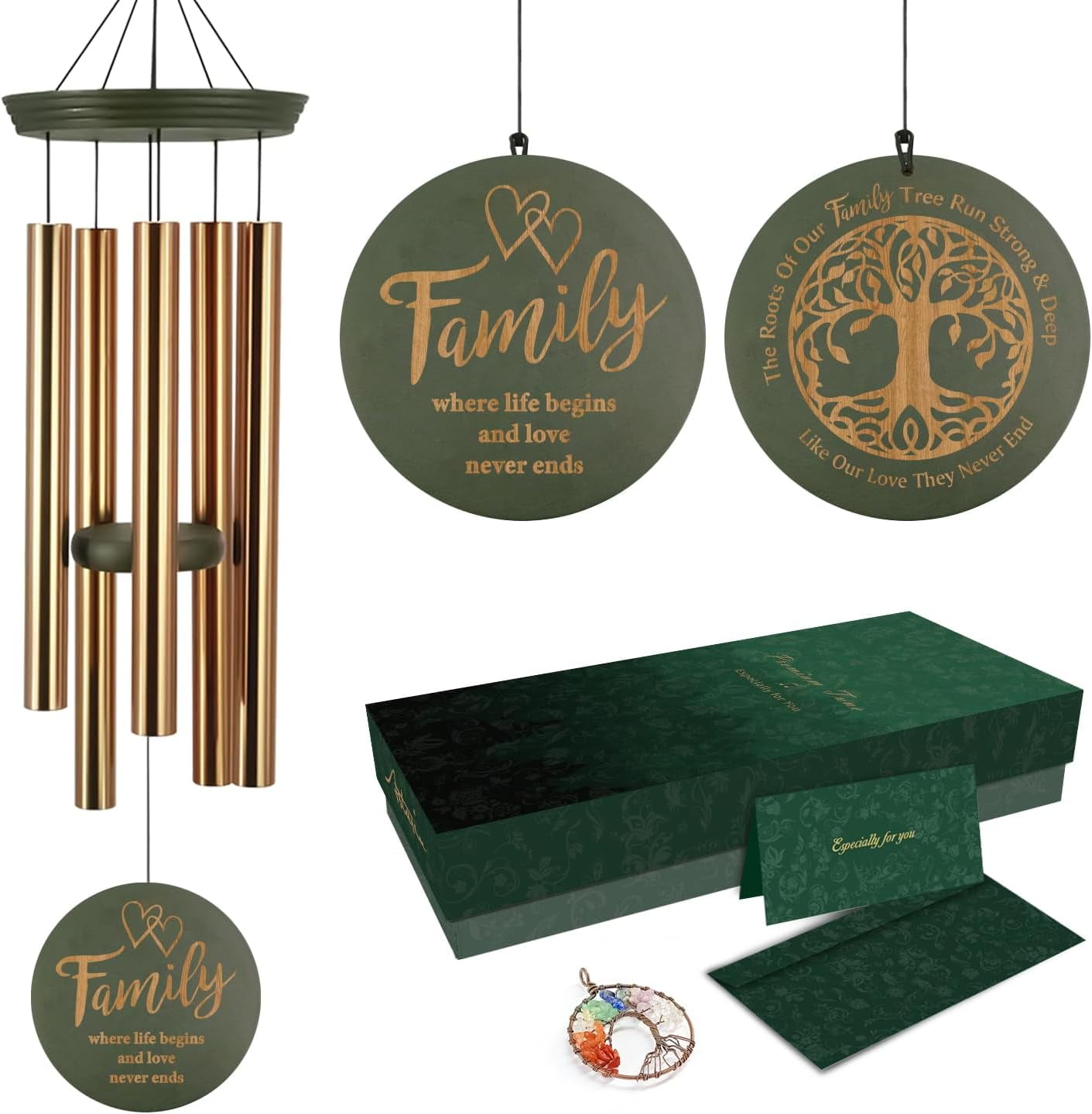 Memorial Wind Chimes for Outdoor & Gifts – Engraved Tree of Life, 36 ...