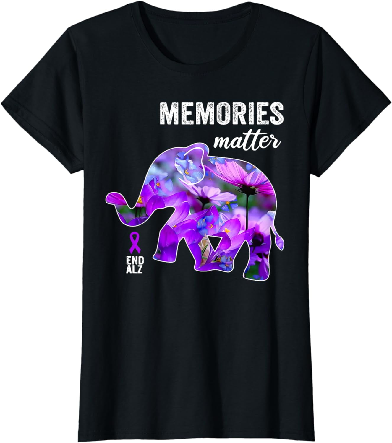 Memories Matter Floral Elephant Dementia Alzheimer Awareness T-Shirt ...