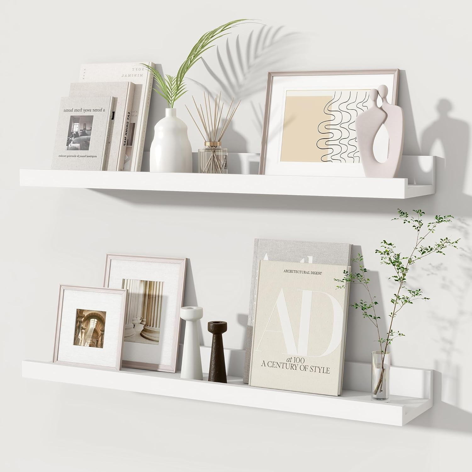 Memories Picture Ledge Shelves Set of 2, 24 Inch Rustic Wall Mounted ...