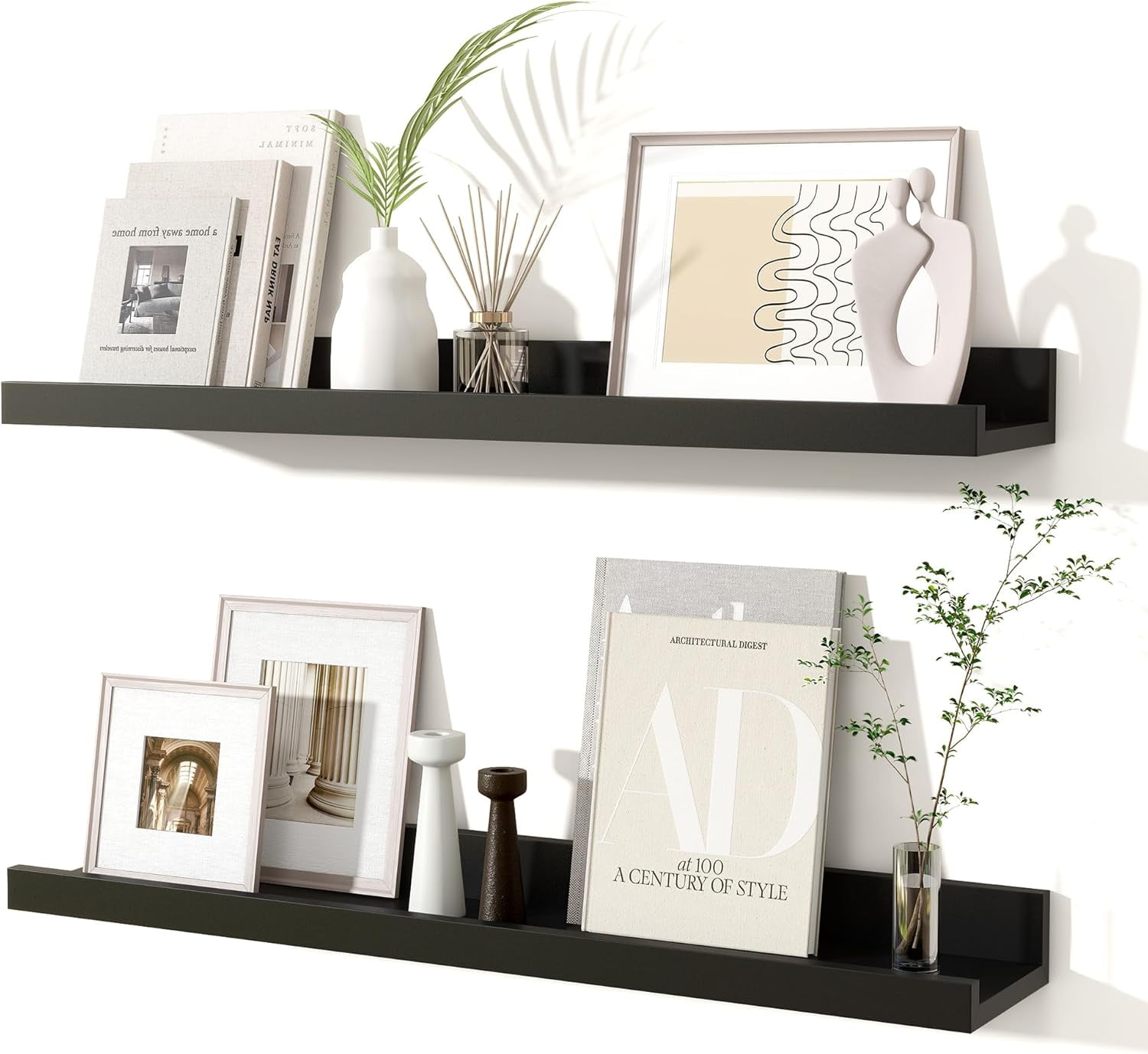 Memories Picture Ledge Shelves Set of 2, 24 Inch Rustic Wall Mounted ...