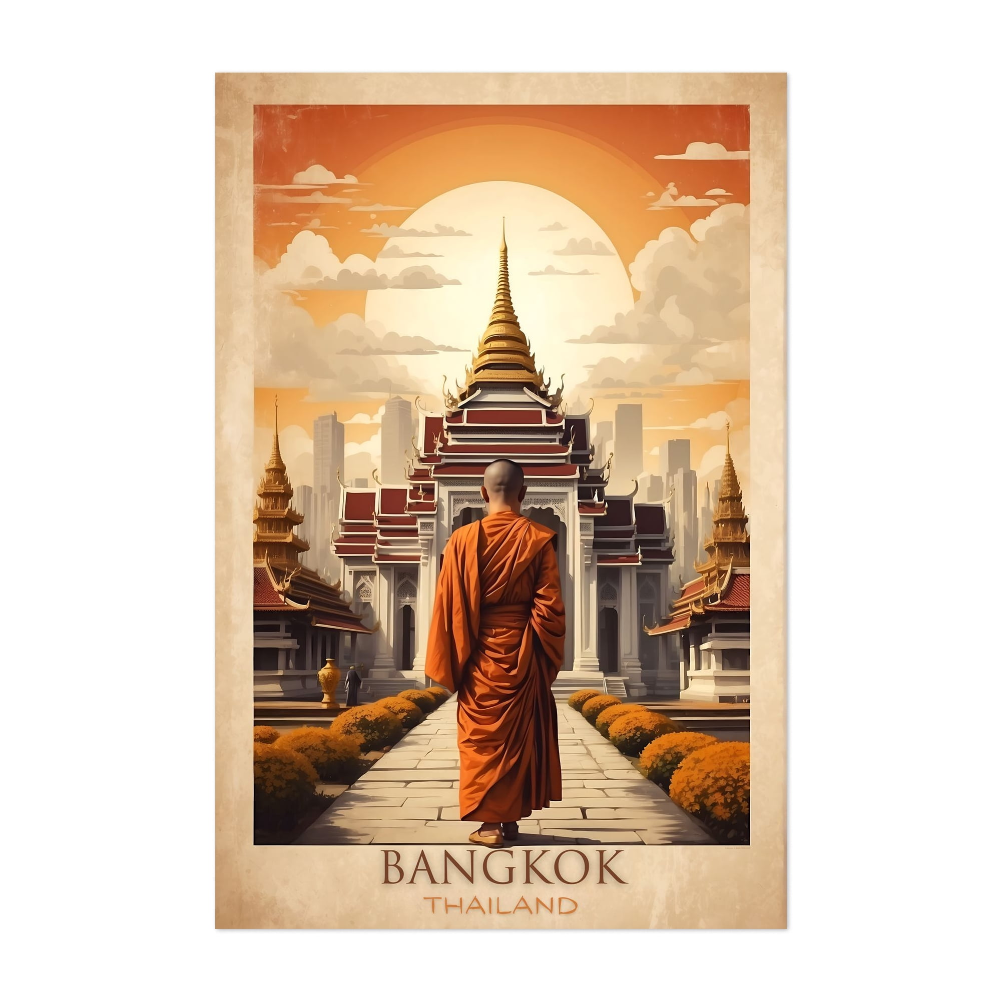 Memories of Siam: Vintage Bangkok City Poster - Bangkok Thailand ...
