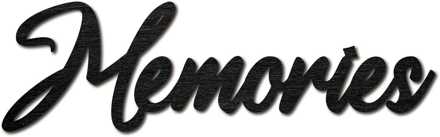 Memories Word Cutout Sign Laser Cut Wood Letter Sign Black Wall Decor ...