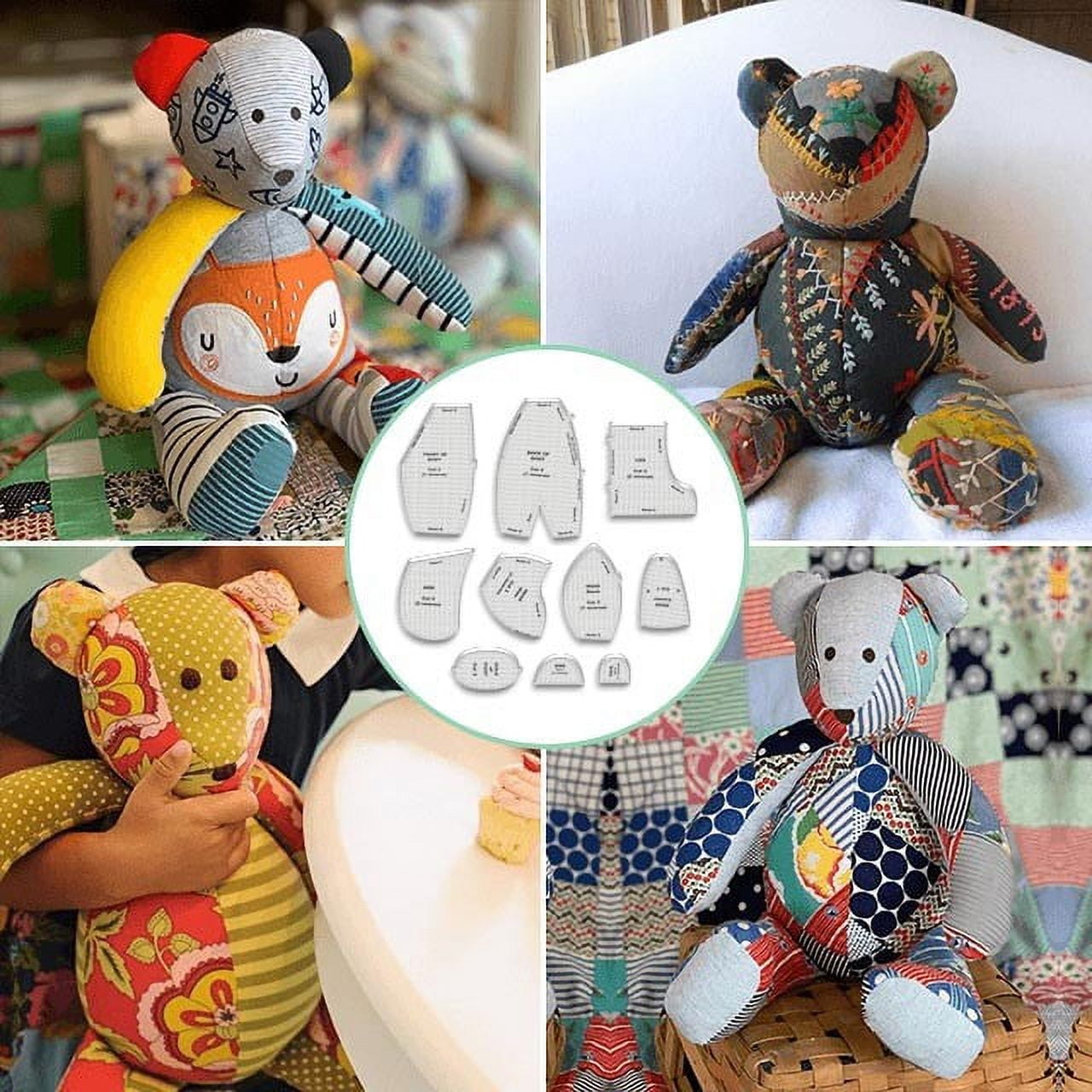 Memory Bear Sewing Templates Kit 10-Piece Set with Acrylic Patterns ...