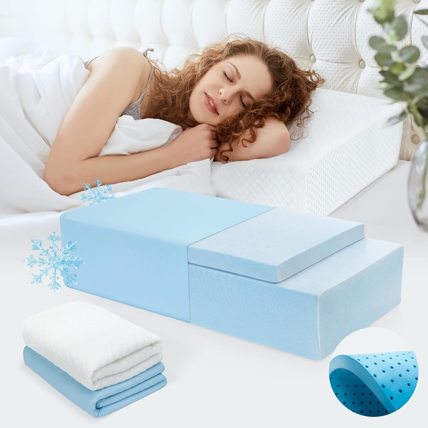 Memory Foam Adjustable Insert Cervical Neck Pillow with Cooling Cube ...