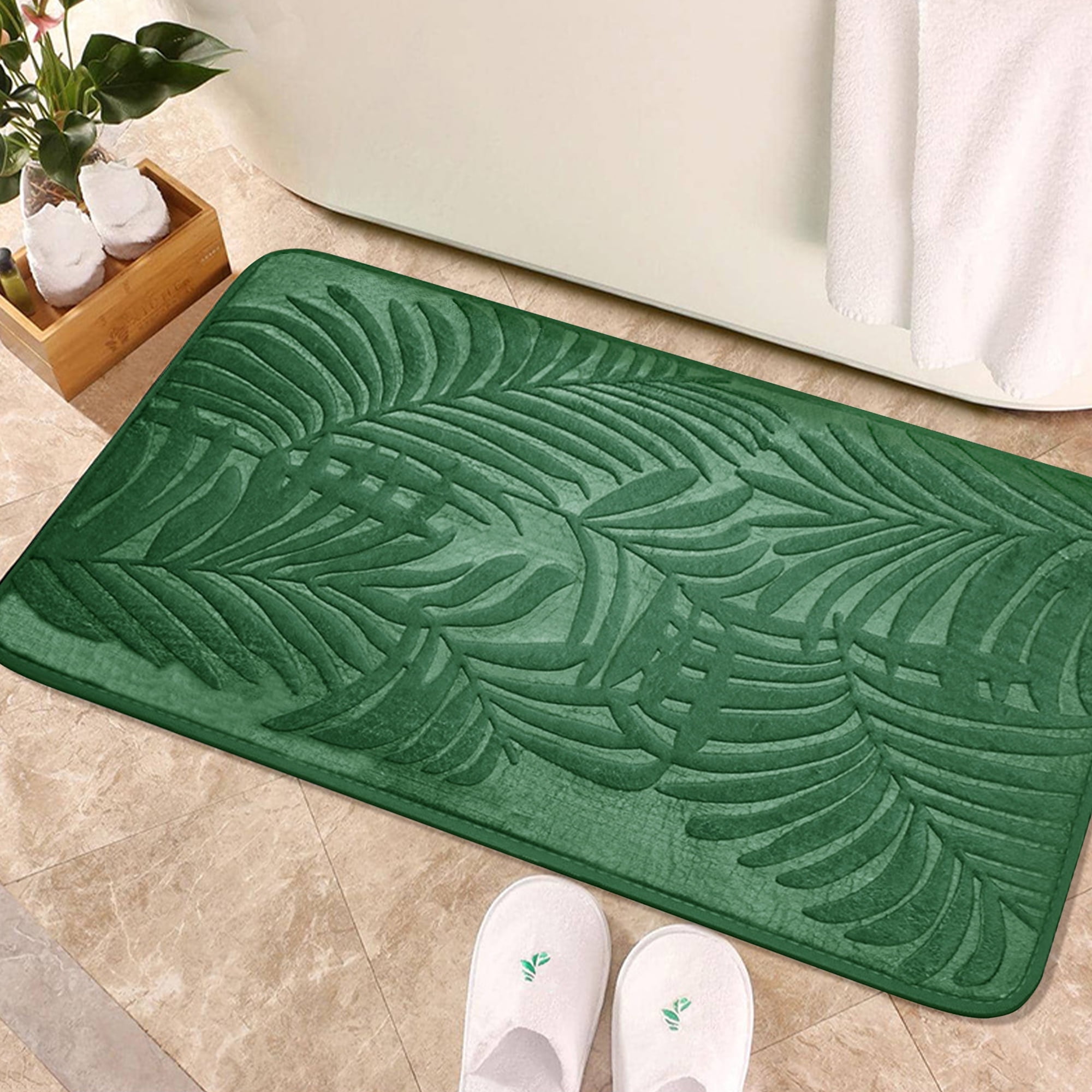 Memory Foam Bath Mat 16"x24" Non Slip Bathroom Rugs Velvet Small Bath ...