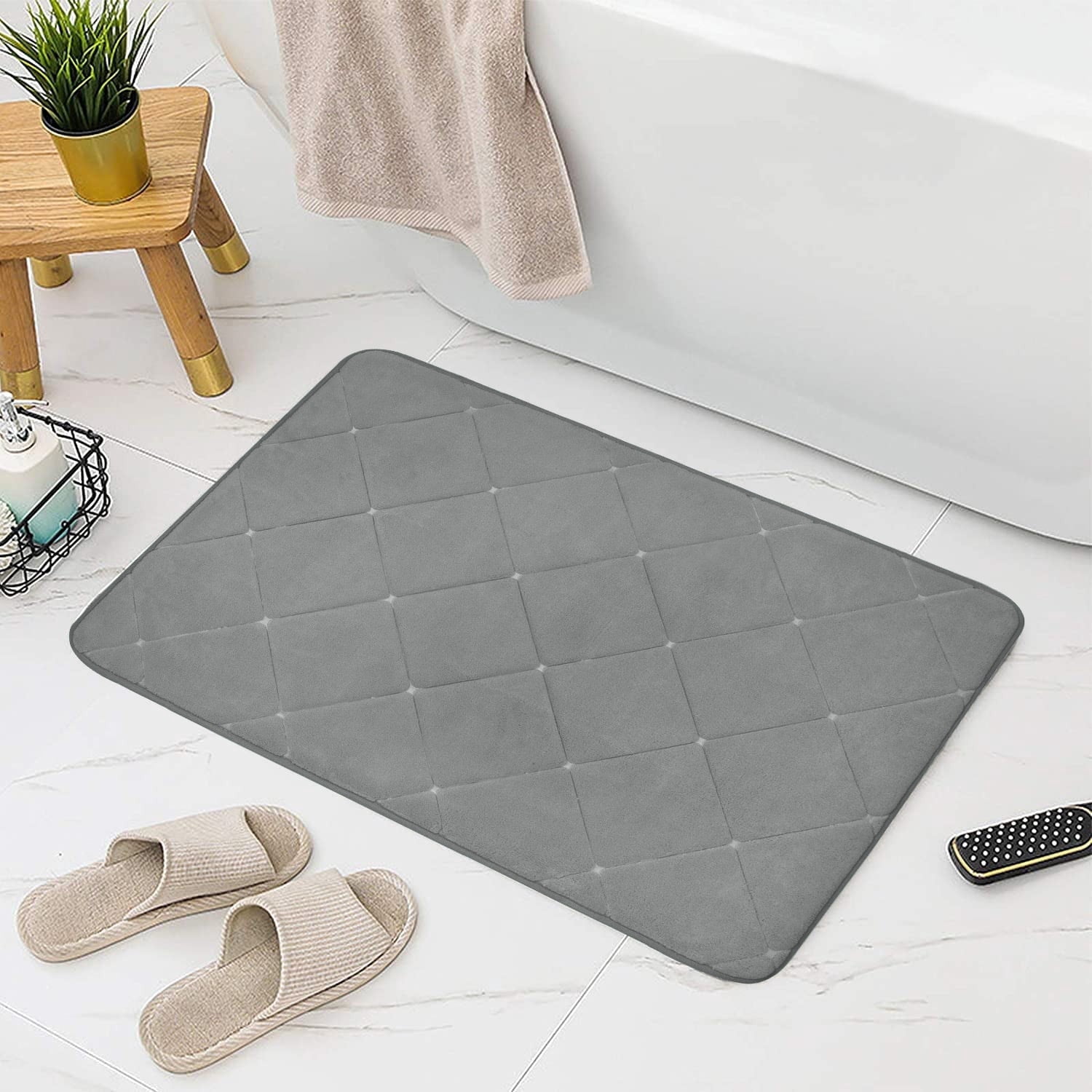 TWO 9 HOME Soft Memory Foam Bath Mat, Non-Slip, 30" x 20" - Walmart.com