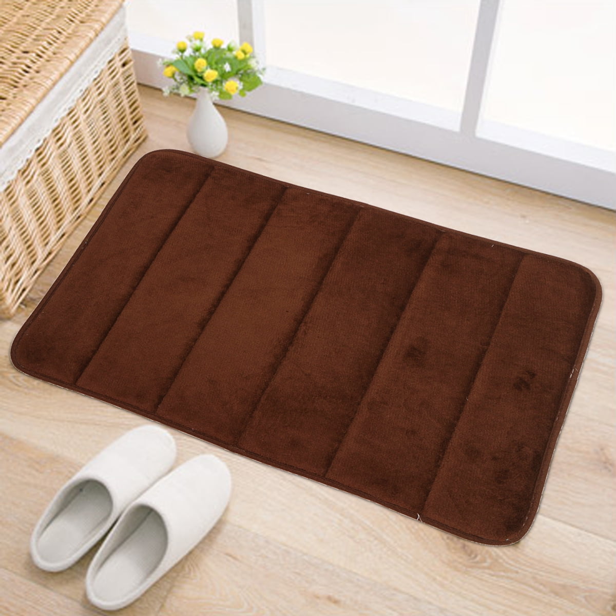 Memory Foam Shower Bath Mat, Coral Velvet, Water Absorbent, Anti-Slide ...