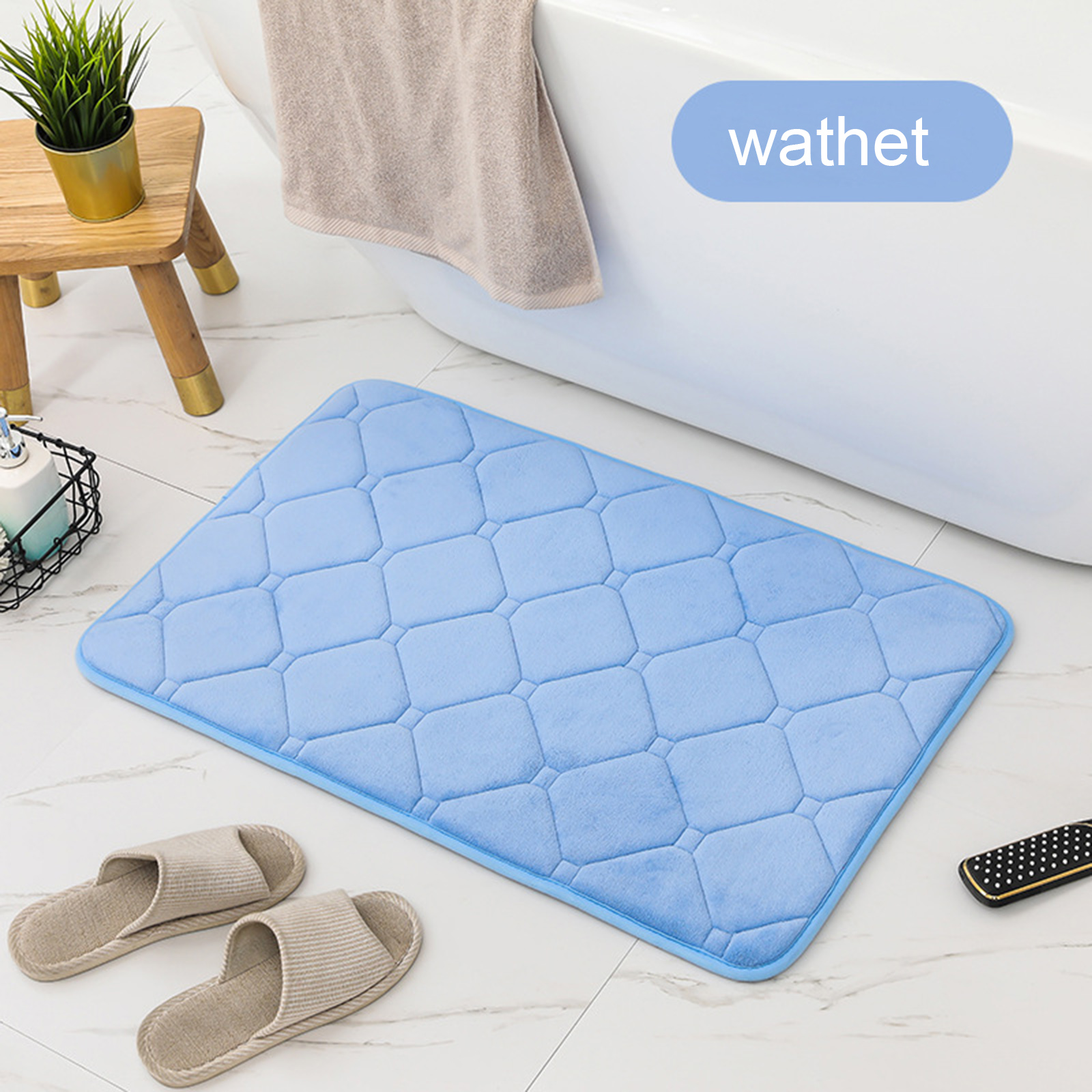 Memory Foam Bath Mat Non Slip Quick Absorbent Super Soft Bathroom Rugs ...
