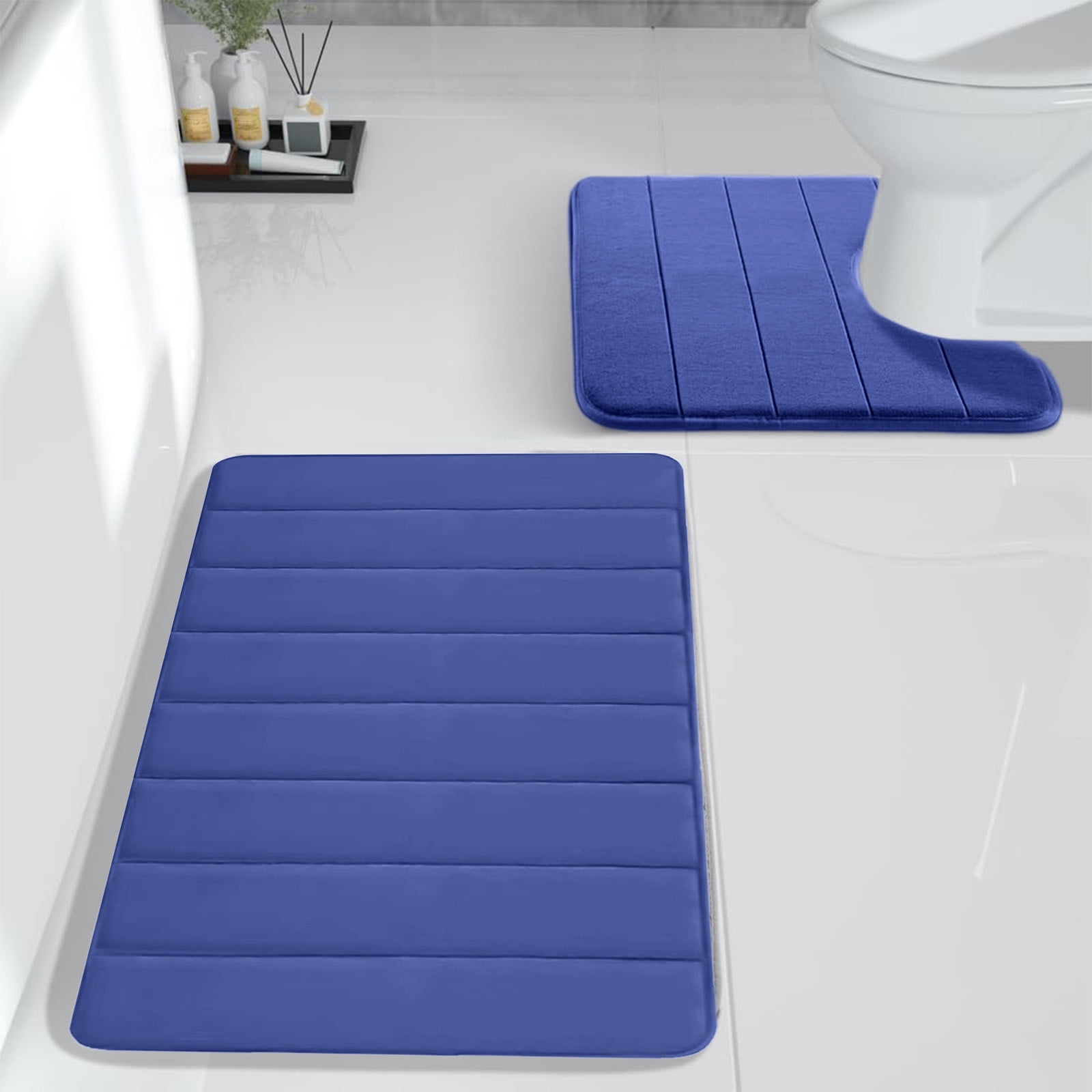 Memory Foam Bath Mat Set, Bathroom Rug 2 Piece Set, Toilet Mat, Soft ...