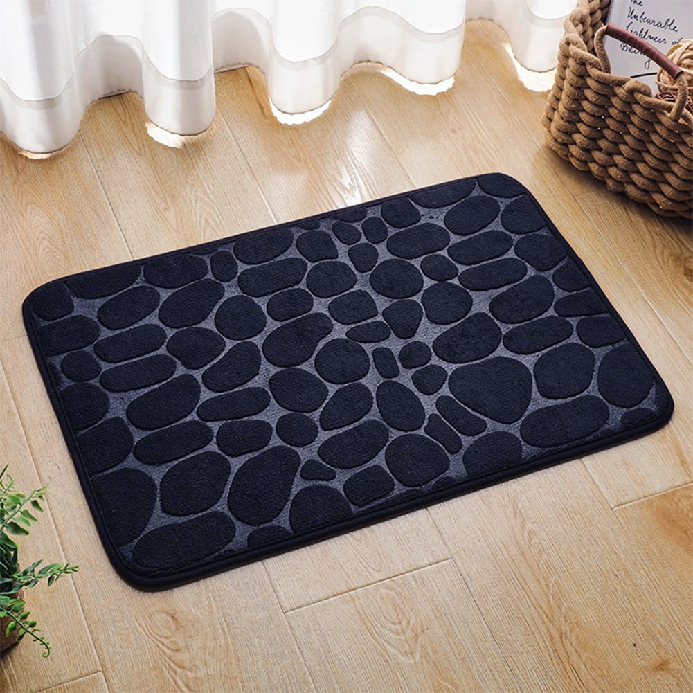 Memory Foam Bath Mat: Ultra-Absorbent Pebble Design, Soft & Machine ...