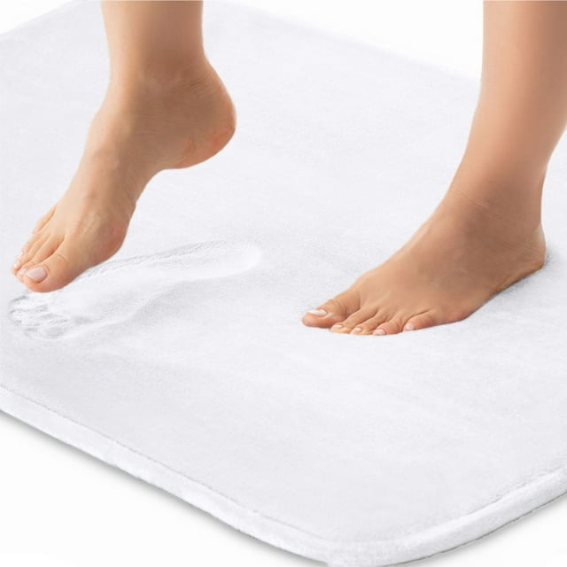 Memory Foam Bath Rug for Bathroom Floor, 35x24 White, Machine Washable ...
