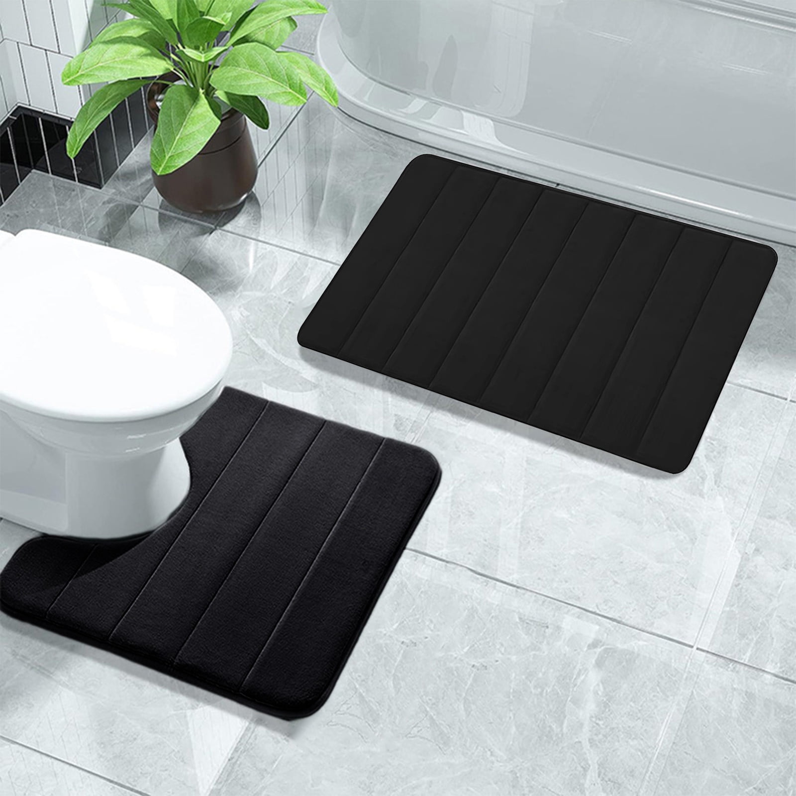 Memory Foam Bathroom Rug Set 2 Piece, Non Slip Extra Soft Absorbent ...