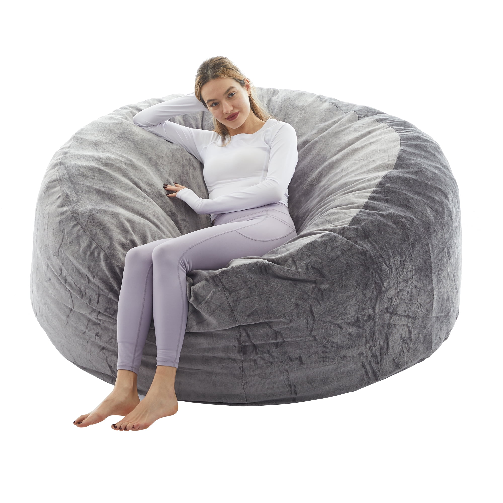 Memory Foam Bean Bag Chair Large 3ft - Premium Flannel Fabric, Portable ...