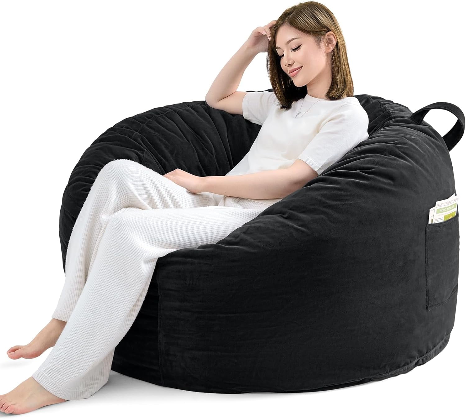 Memory Foam Bean Bag,Multiple Sizes Bean Bag Chairs for Adults,Fluffy ...