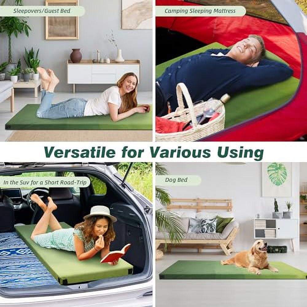 Memory Foam Camping Pad, Thick Foam Sleeping Mats for Camping Portable ...