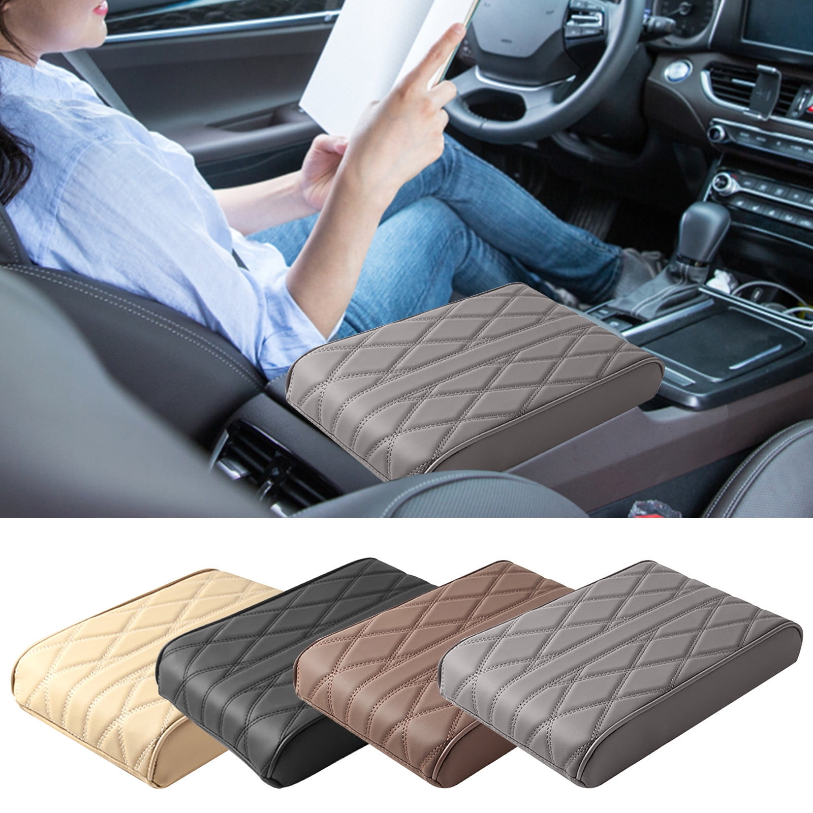 Memory Foam Car Armrest Pad, Leather Widened Armrest Box Pad, Thickened ...