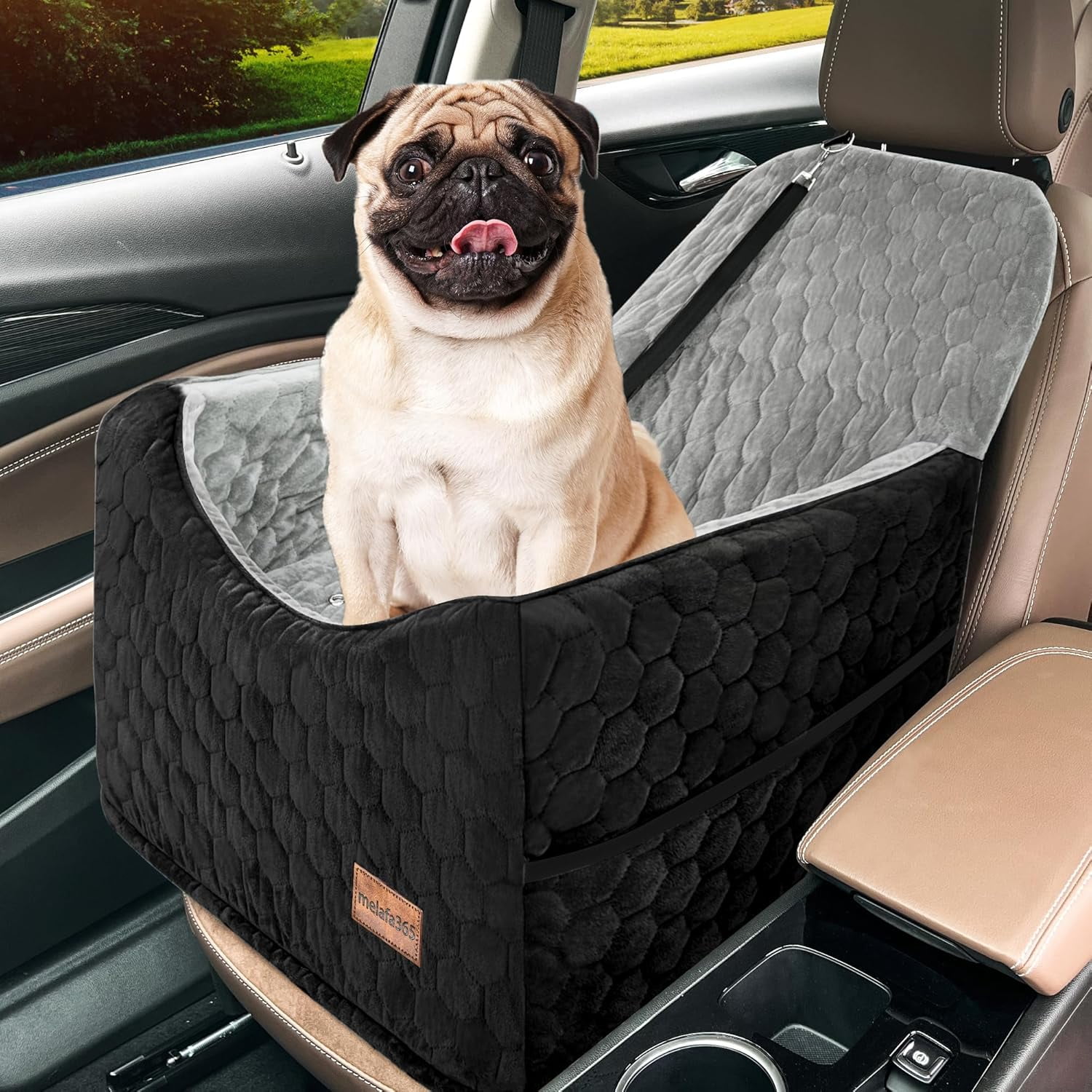 Memory Foam Dog Car Booster Seat – Elevated Pet Car Seat for Small to ...