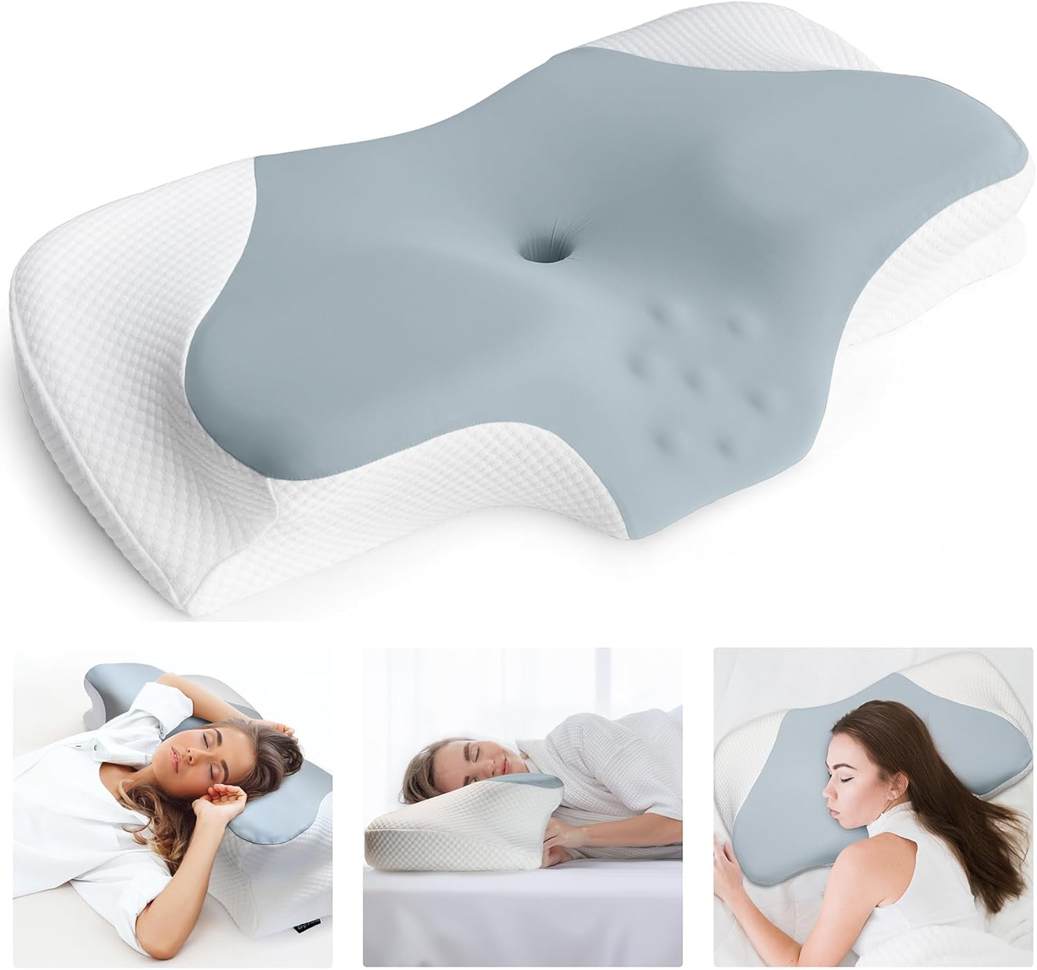 Memory Foam Ergonomic Pillow for Neck Pain Relief, Head and Neck ...