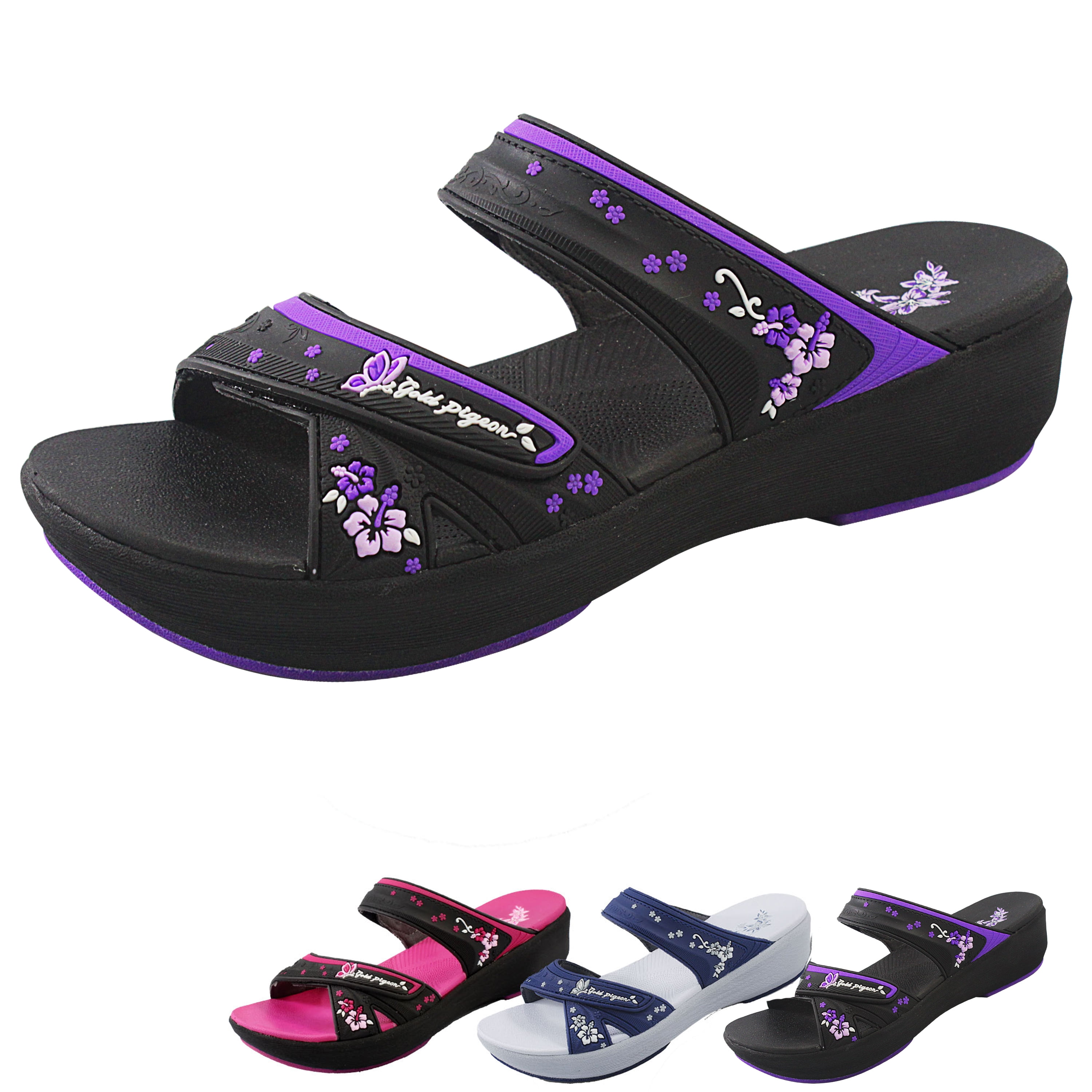 Memory Foam Flatform Slide Sandals: 1577 Purple, EU35 (US Size 4 - 4.5 ...