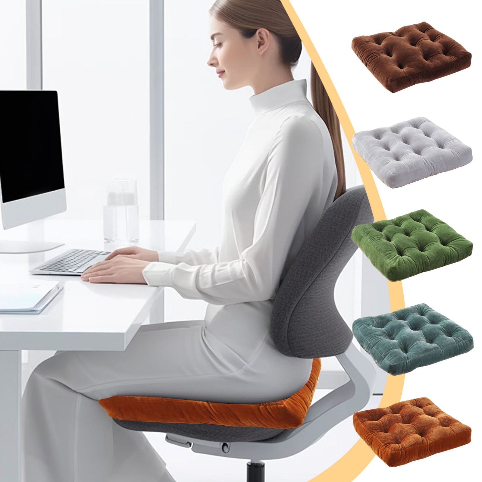 Memory Foam Floor Cushion, Ergonomic Flock Sitting Pillow for Office ...