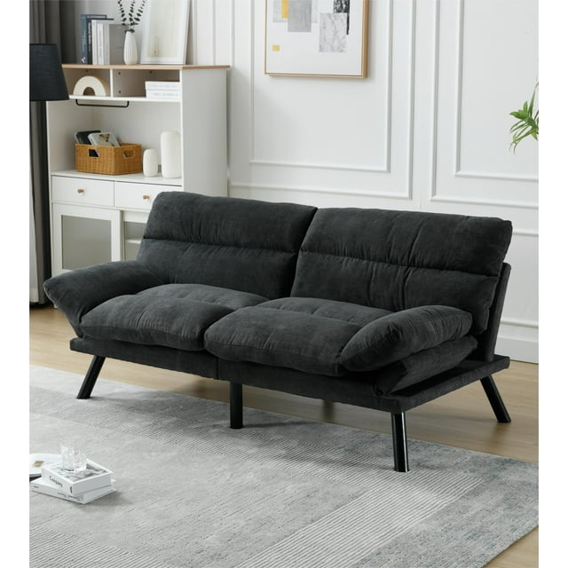 Memory Foam Futon,Convertible Futon Sofa Bed with Adjustable Armrests ...