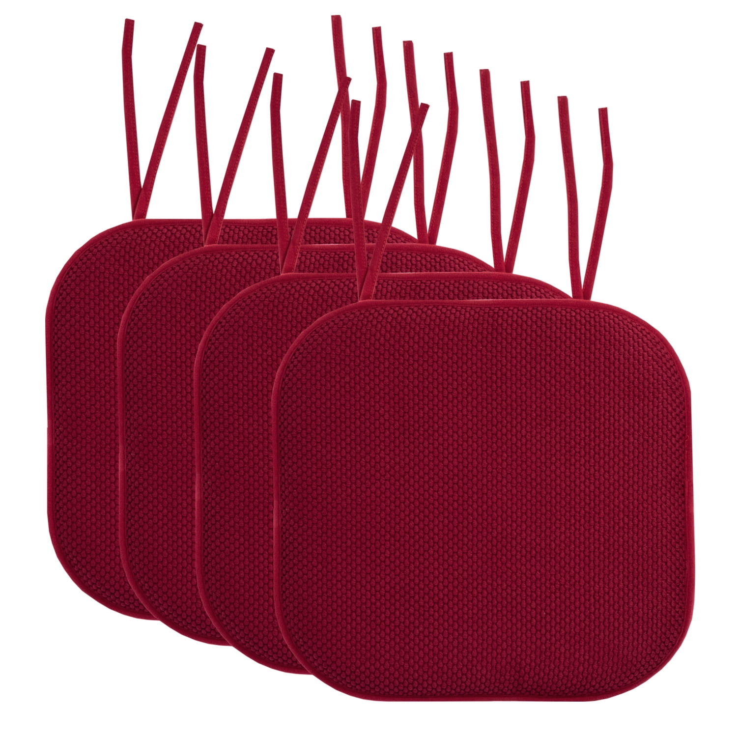 Memory Foam Honeycomb Non-Slip Back Chair Cushion Pad with Ties 2, 4, 6 ...