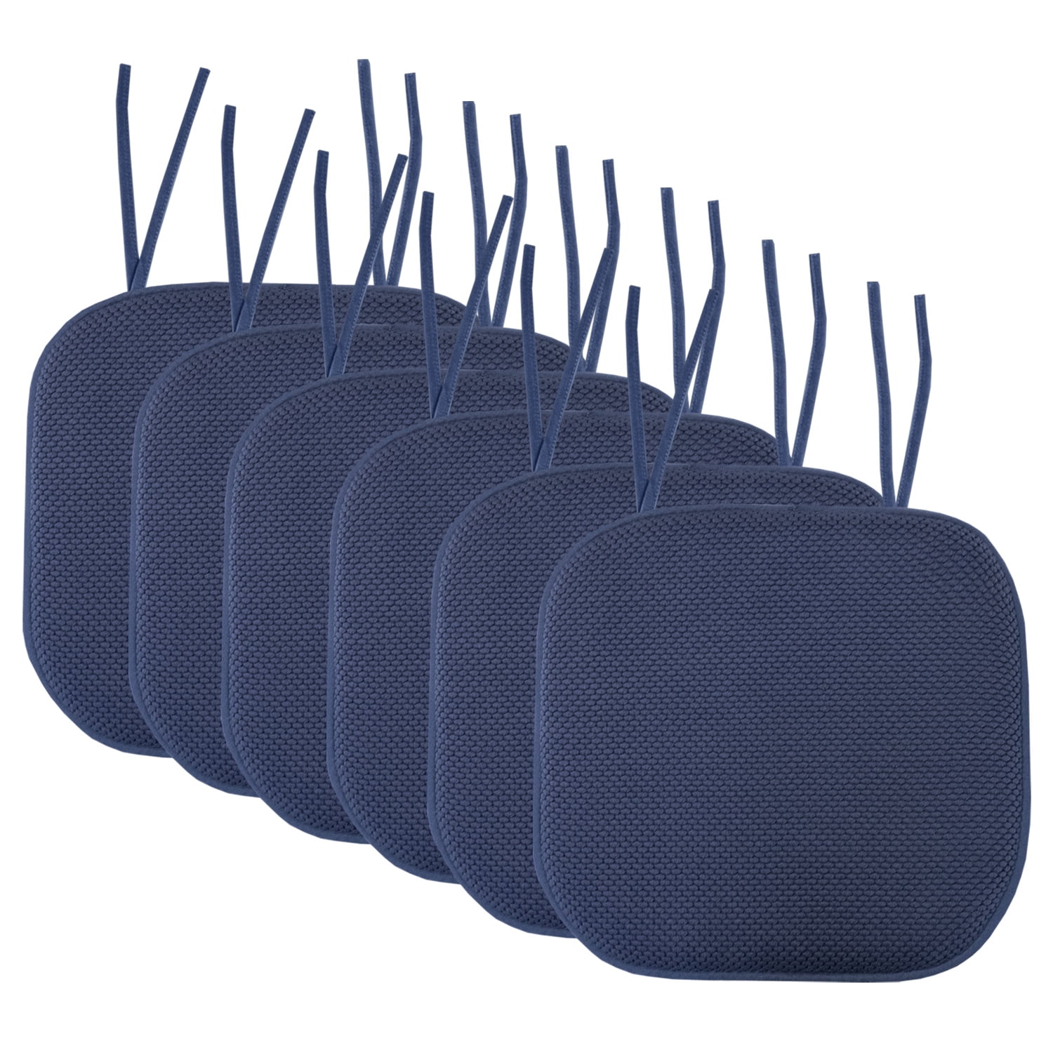 Memory Foam Honeycomb Non-Slip Back Chair Cushion Pad with Ties 2, 4, 6 ...