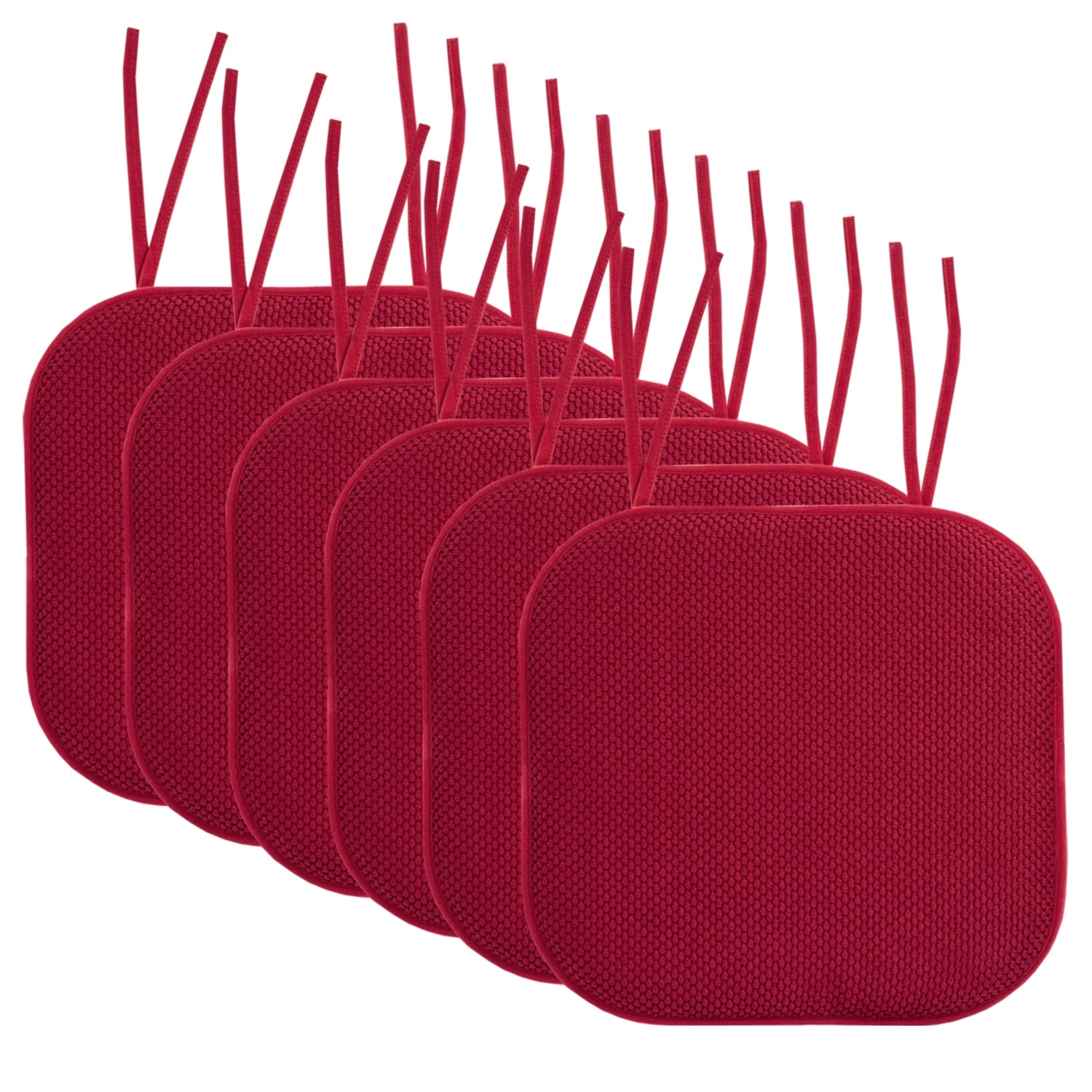 Memory Foam Honeycomb Non-Slip Back Chair Cushion Pad with Ties 2, 4, 6 ...