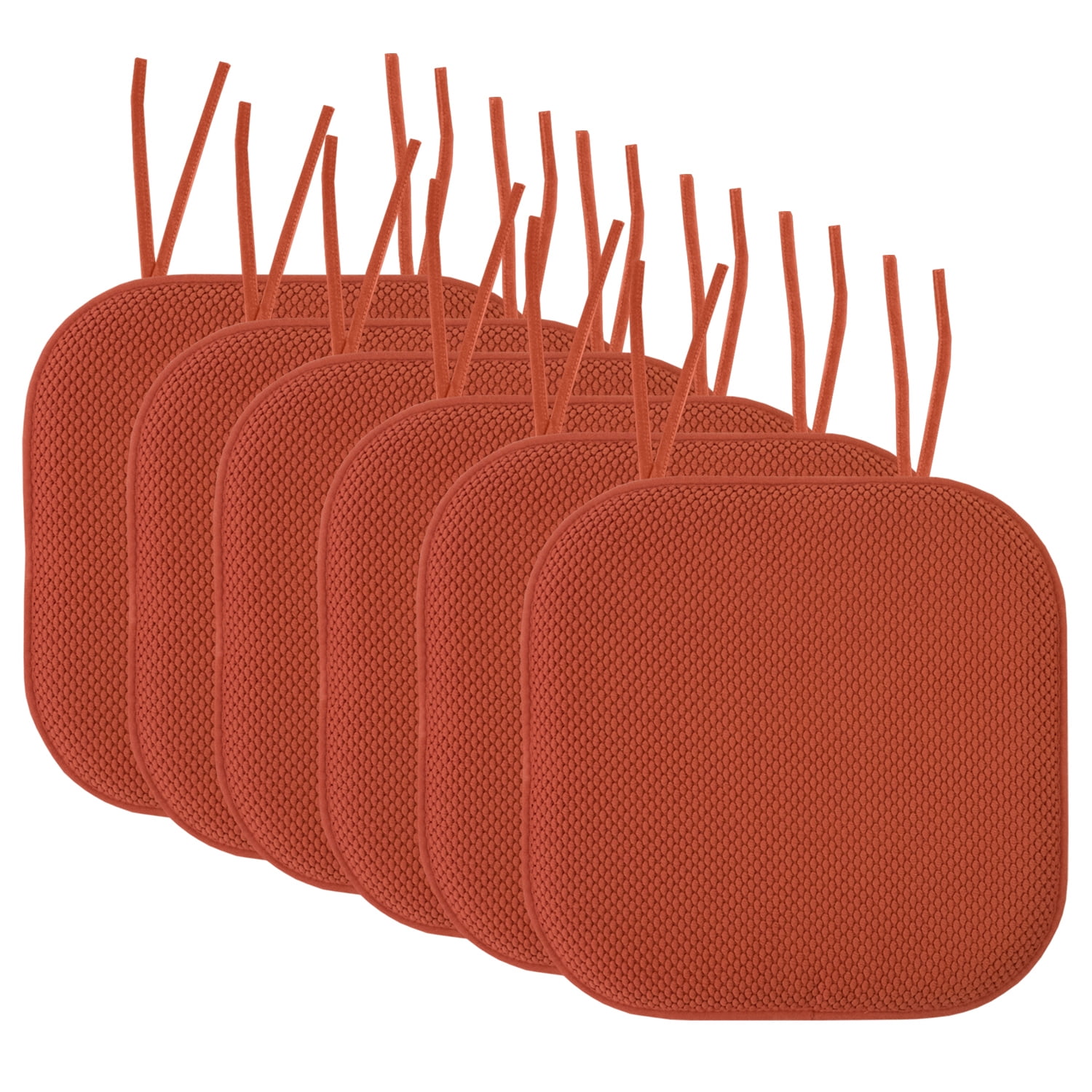Memory Foam Honeycomb Non-Slip Back Chair Cushion Pad with Ties 2, 4, 6 ...