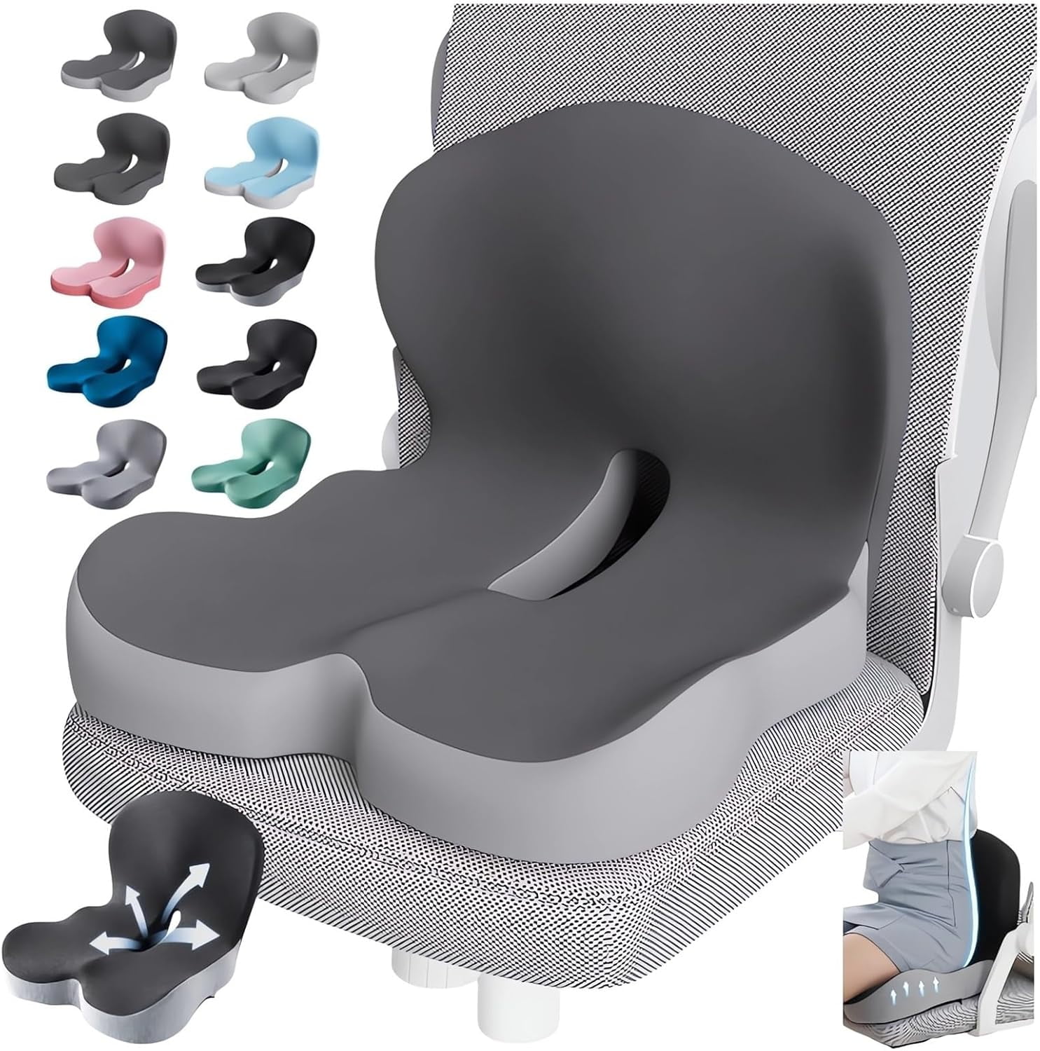 Memory Foam L-Shaped Integrated Seat Cushions for Car Truck Driver ...