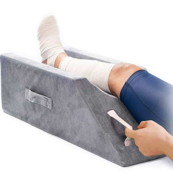 Memory Foam Leg Elevation Pillow with Dual Handles for Surgery Recovery ...