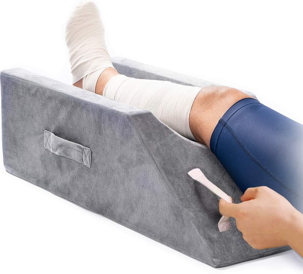 Memory Foam Leg Support and Elevation Pillow w/Dual Handles for Surgery ...