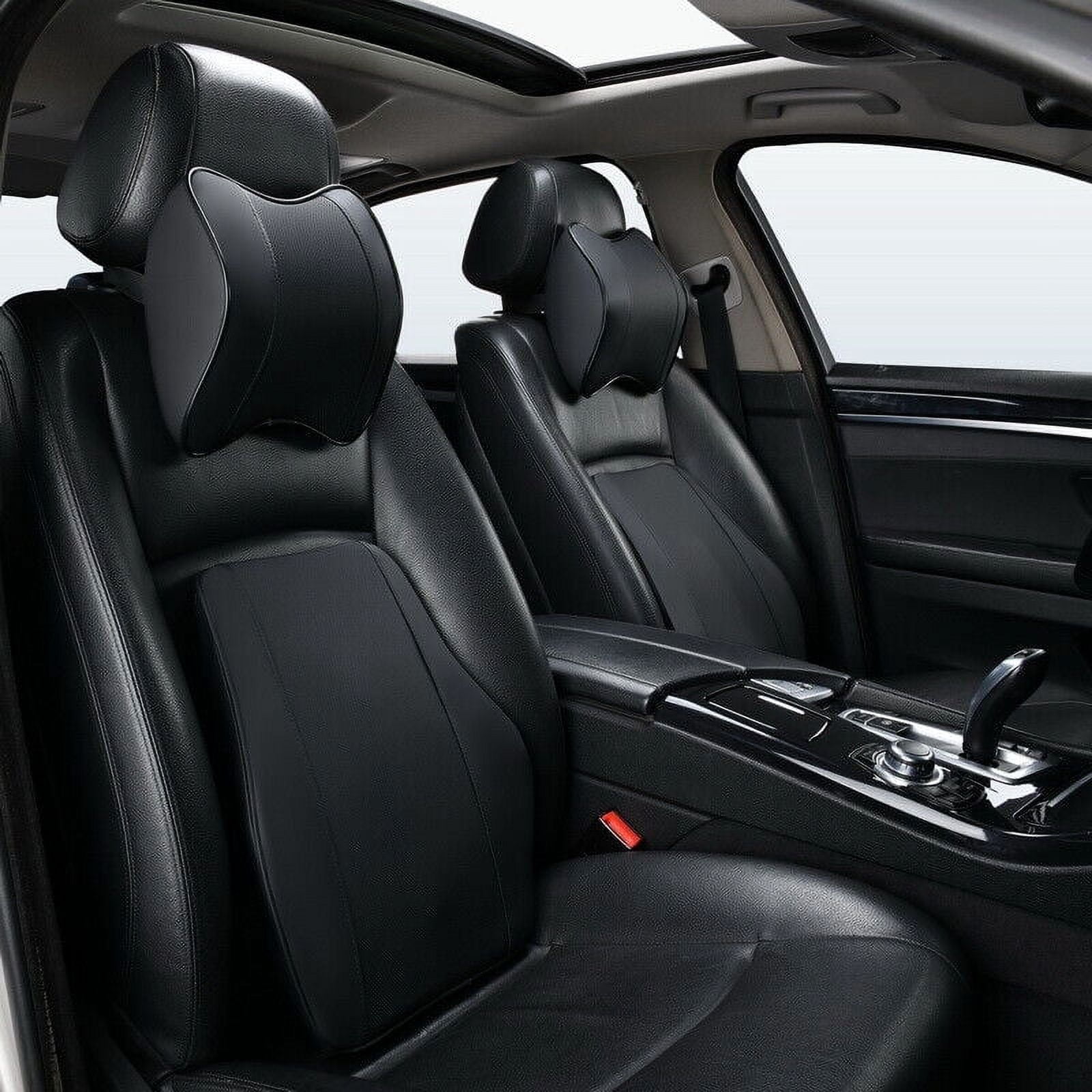 Memory Foam Lumbar Support + Pillow For Hyundai Elantra Santa Fe Car Chair PU Leather Black ...
