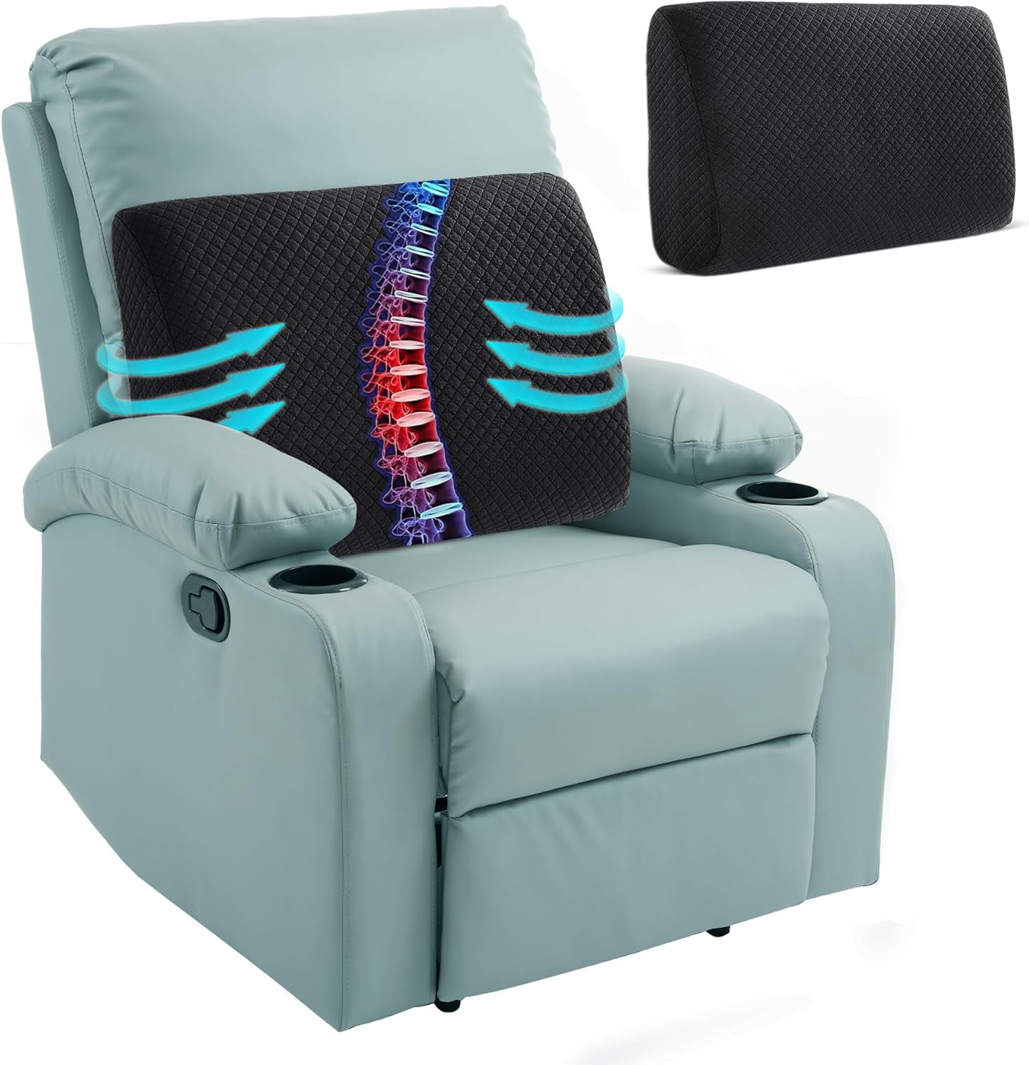 Memory Foam Lumbar Support Pillow for Recliner Chair, Extra Large Back ...