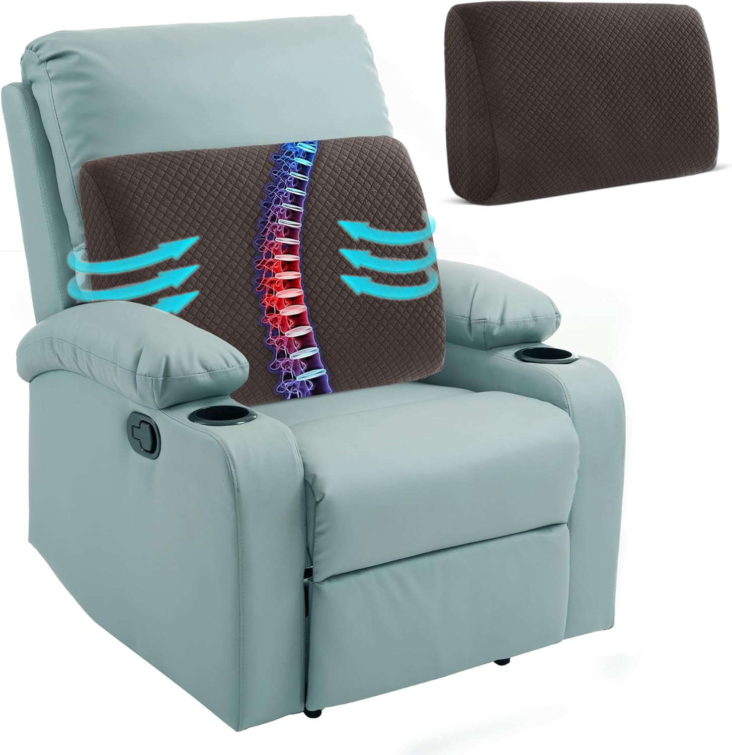 Memory Foam Lumbar Support Pillow for Recliner Chair, Extra Large Back ...