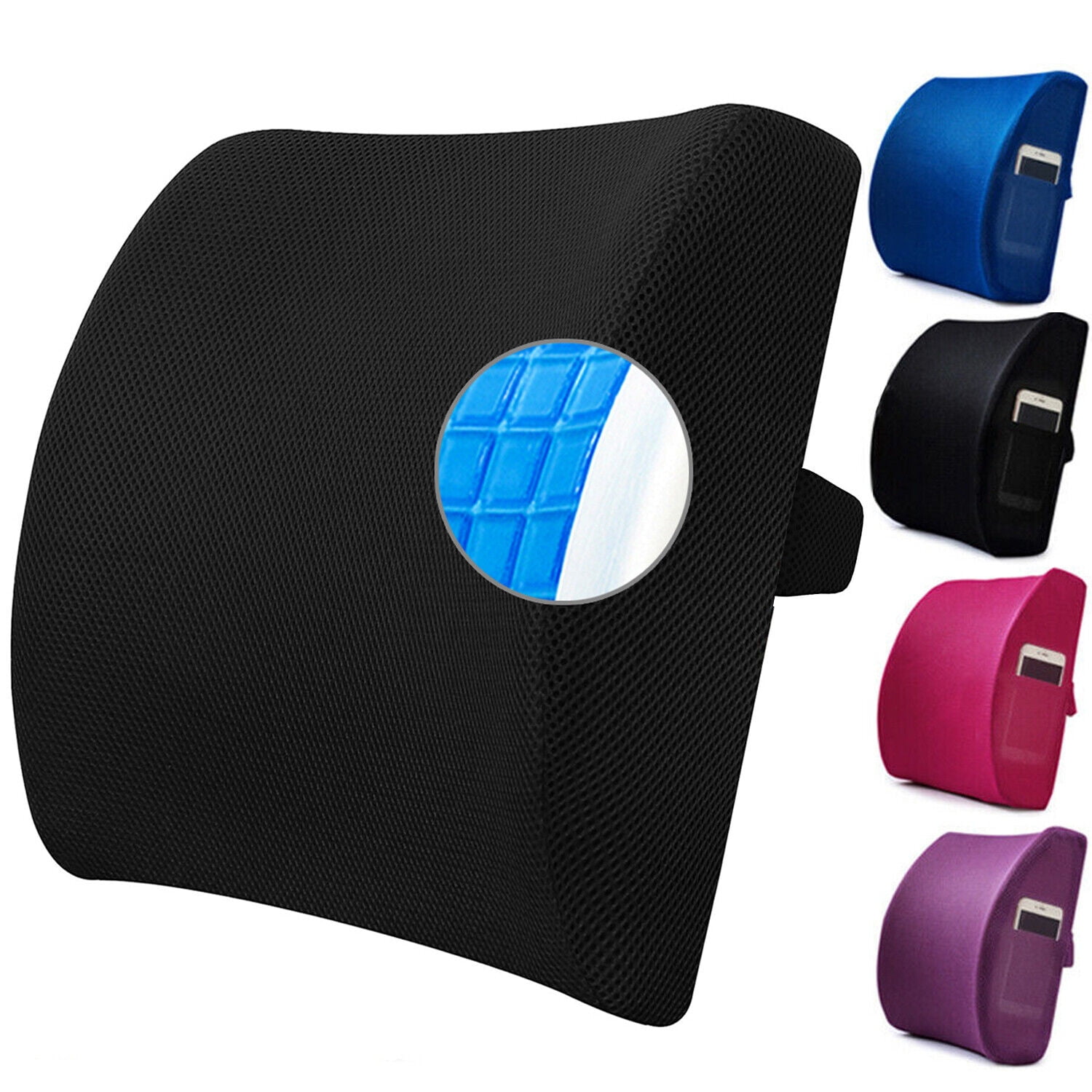 Memory Foam Lumbar Support Pillow for Pain Relief Backrests, Ergonomic ...