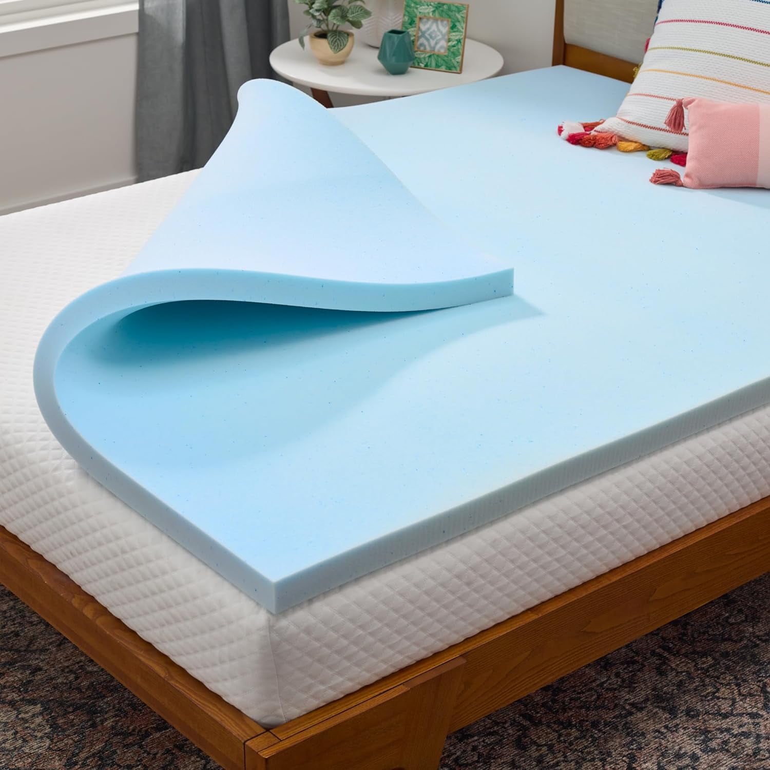 Memory Foam Mattress Topper - 2 Inch Gel Infused Memory Foam - Plush Feel - Cooling and Pressure ...