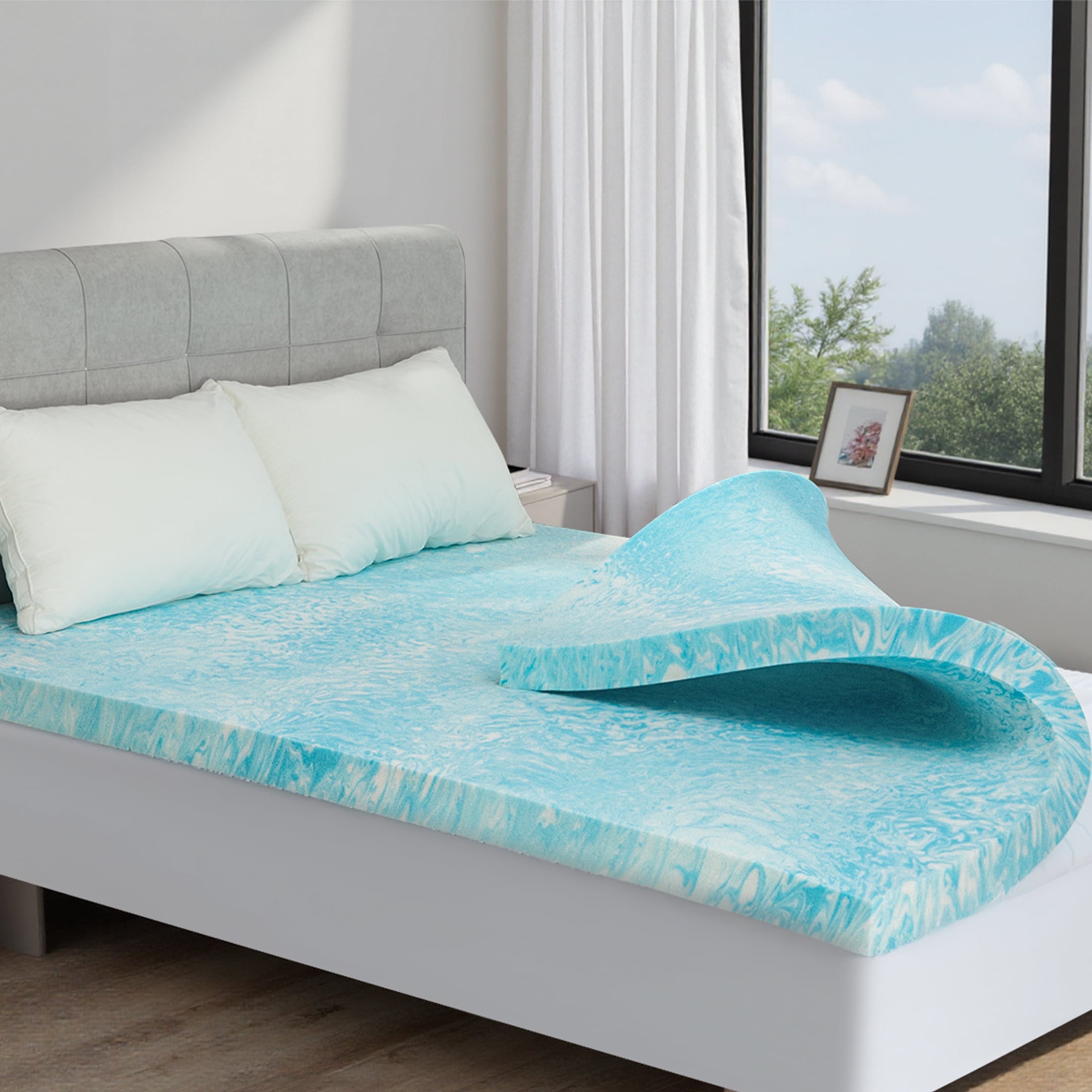 Vccoem Memory Foam Mattress Topper - 2 Inch Gel Infused Memory Foam ...