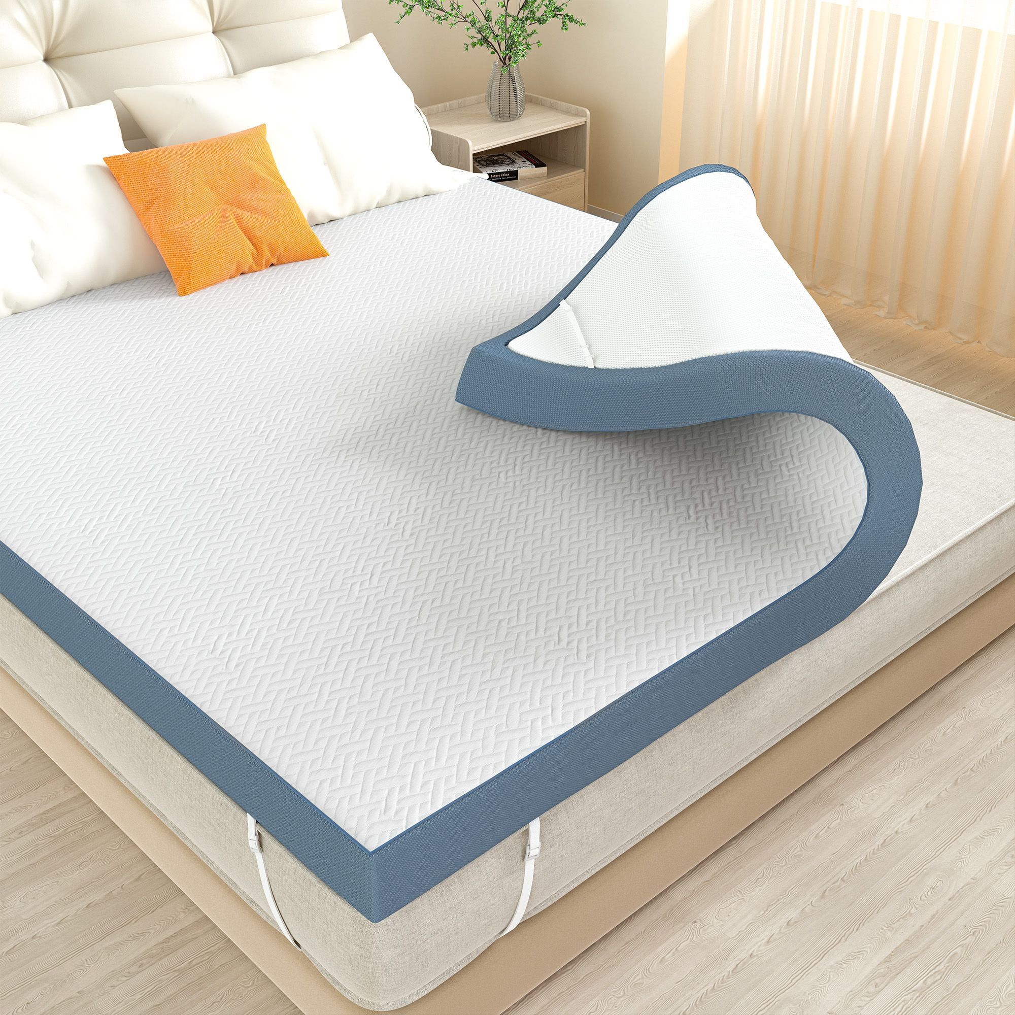 Memory Foam Mattress Topper - Cooling Gel Topper, 3 Inch Thick ...