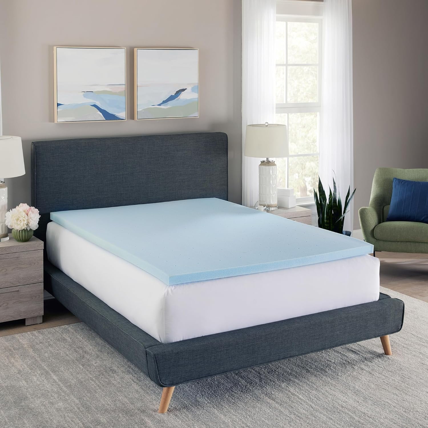 Memory Foam Mattress Topper, Gel Infused Mattress Topper, Ventilated ...