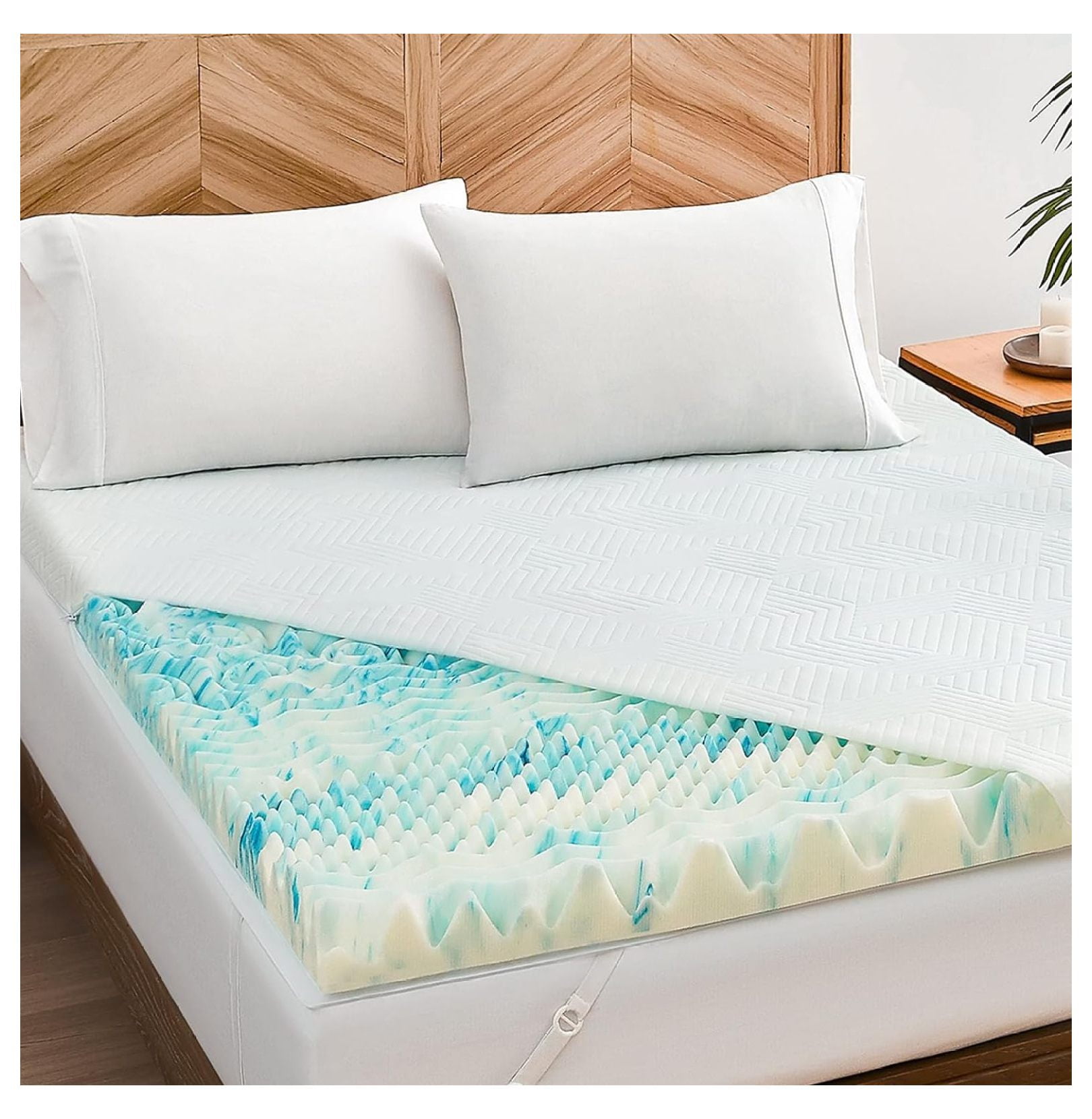 Memory Foam Mattress Topper Queen - 7-Zone Bed Topper with Air Mattress ...