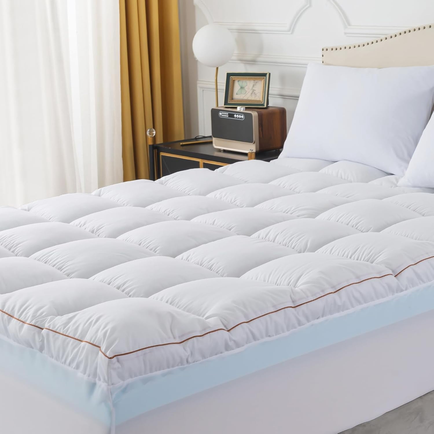 Memory Foam Mattress Topper, Soft Egg Crate Mattress Topper with ...