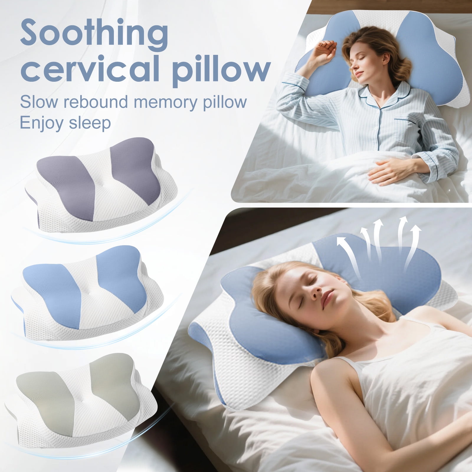Memory Foam Pillow, Cervical Pillow for Neck Pain Relief, Ergonomic ...