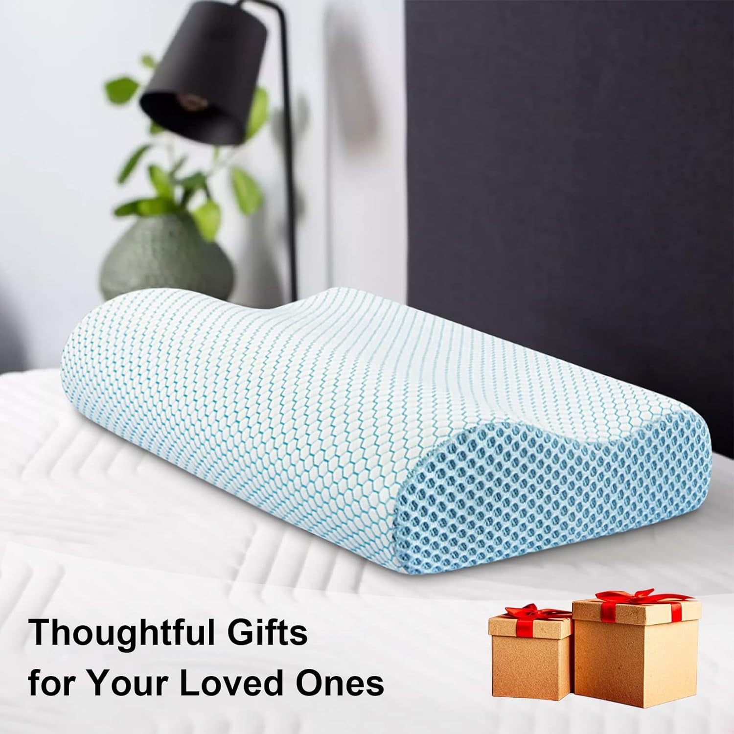 Memory Foam Pillow, Neck Contour Cervical Orthopedic Pillow for ...