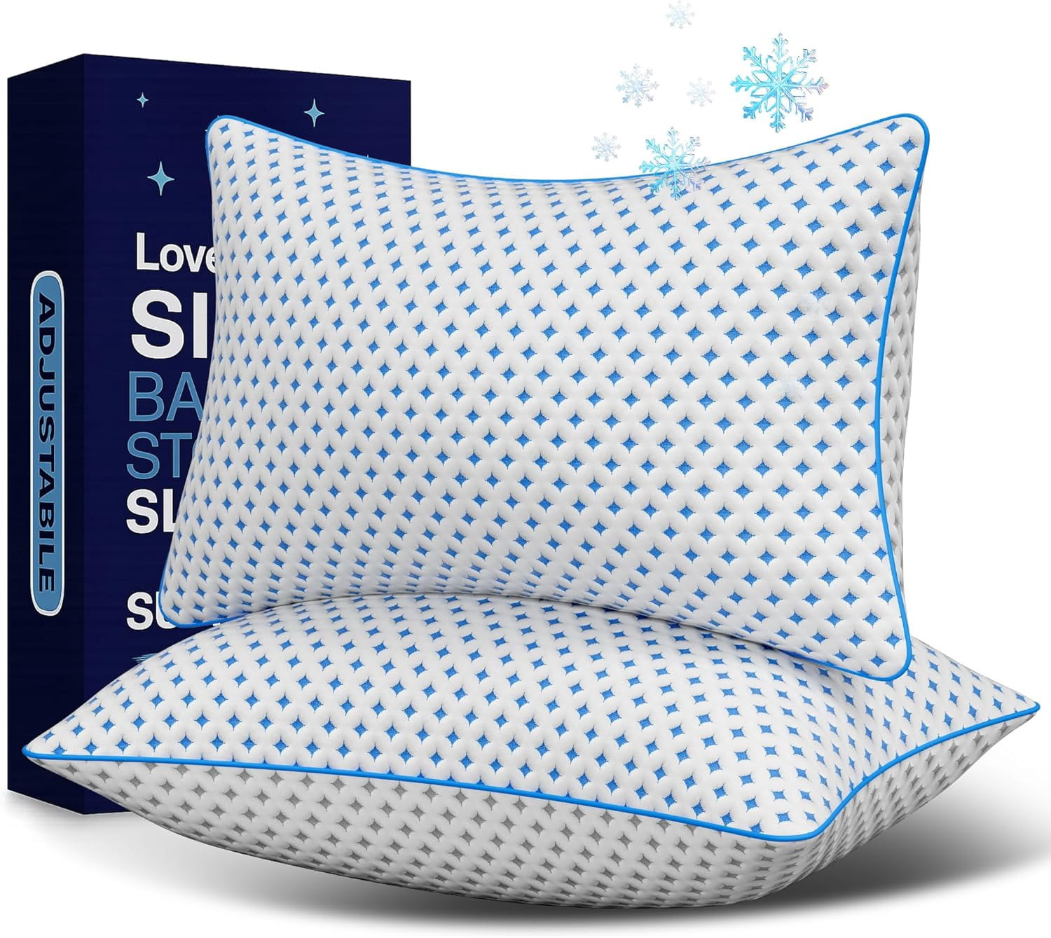 Memory Foam Pillows 2 Pack – Adjustable Loft Cooling Pillows Standard ...