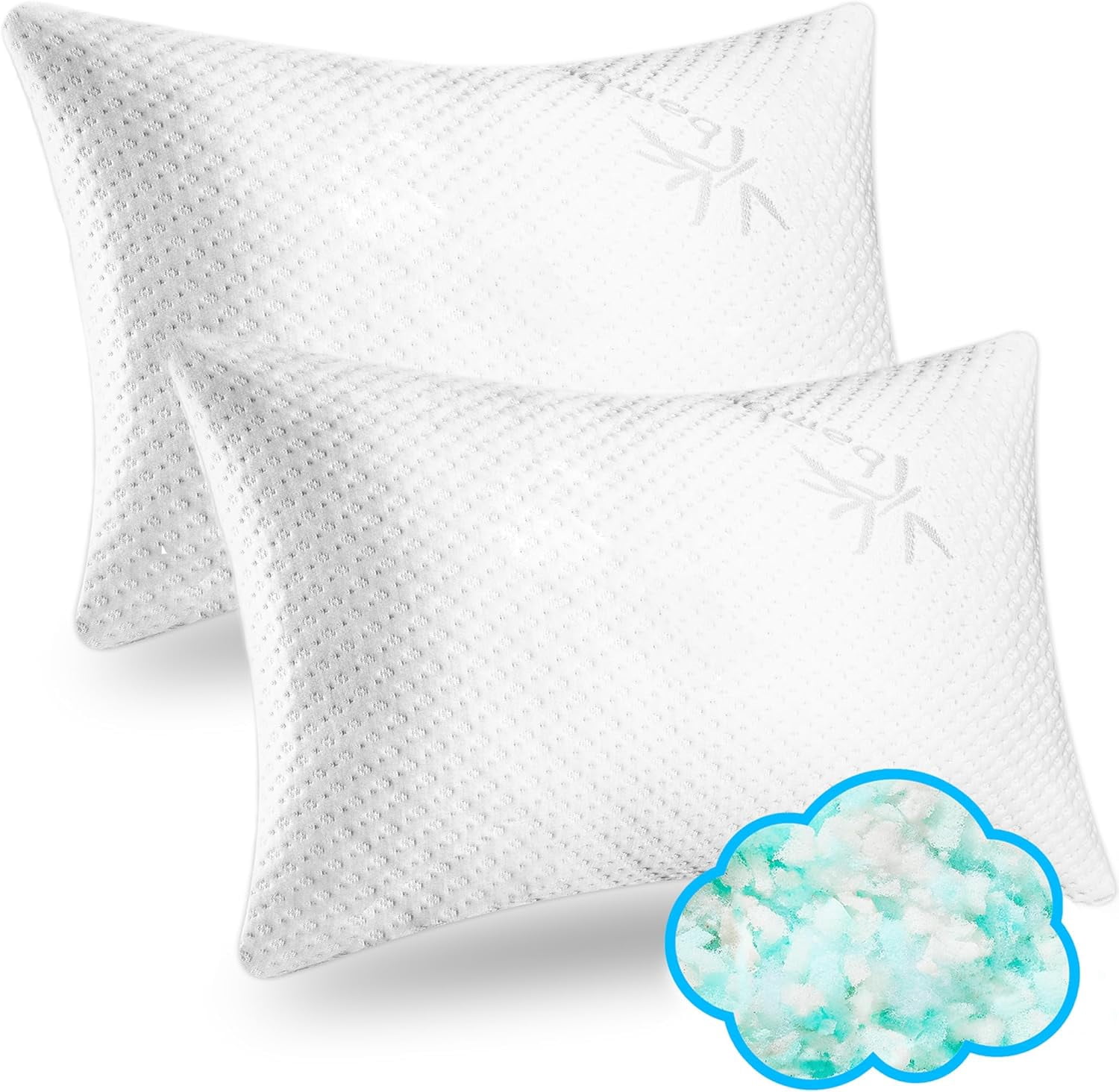 Memory Foam Pillows Made in The USA - Standard Size, Slim Cooling ...