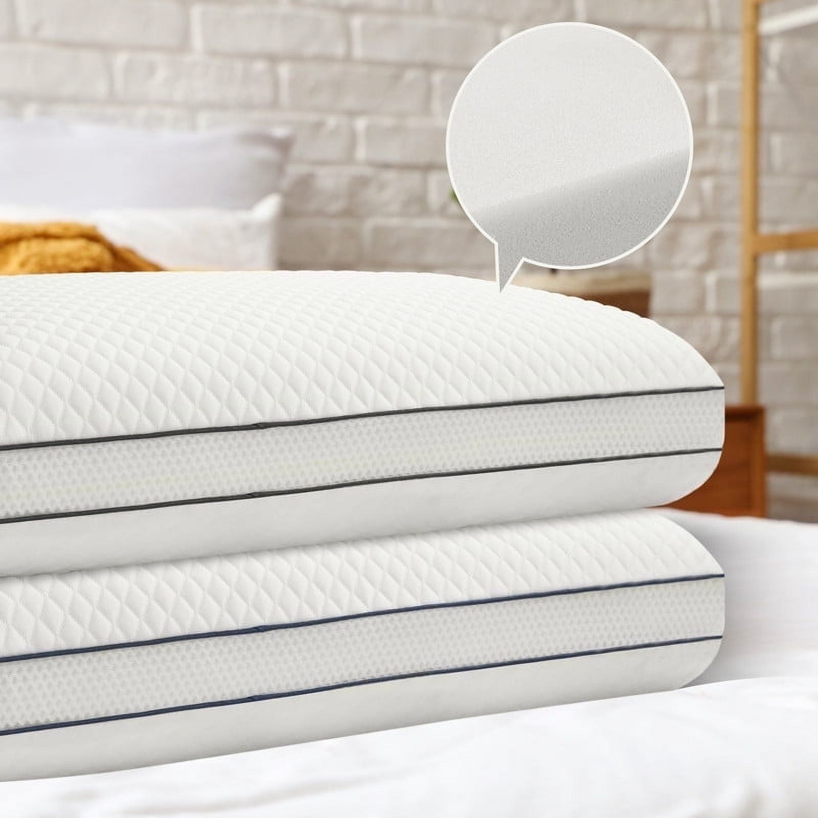 JUSTLET Memory Foam Pillows Set of 2，Cooling Pillows for Back，Side ...