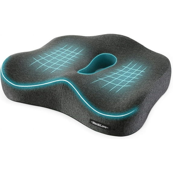 Memory Foam Seat Chair Cushion for Relieves Back Sciatica Pain Tailbone ...